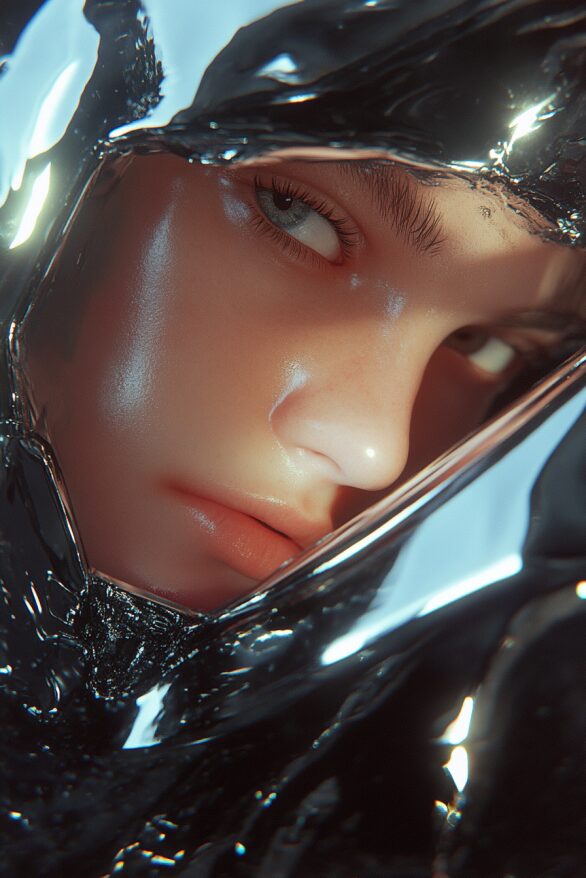 Reflective Face Close-Up Illustration on Lummi