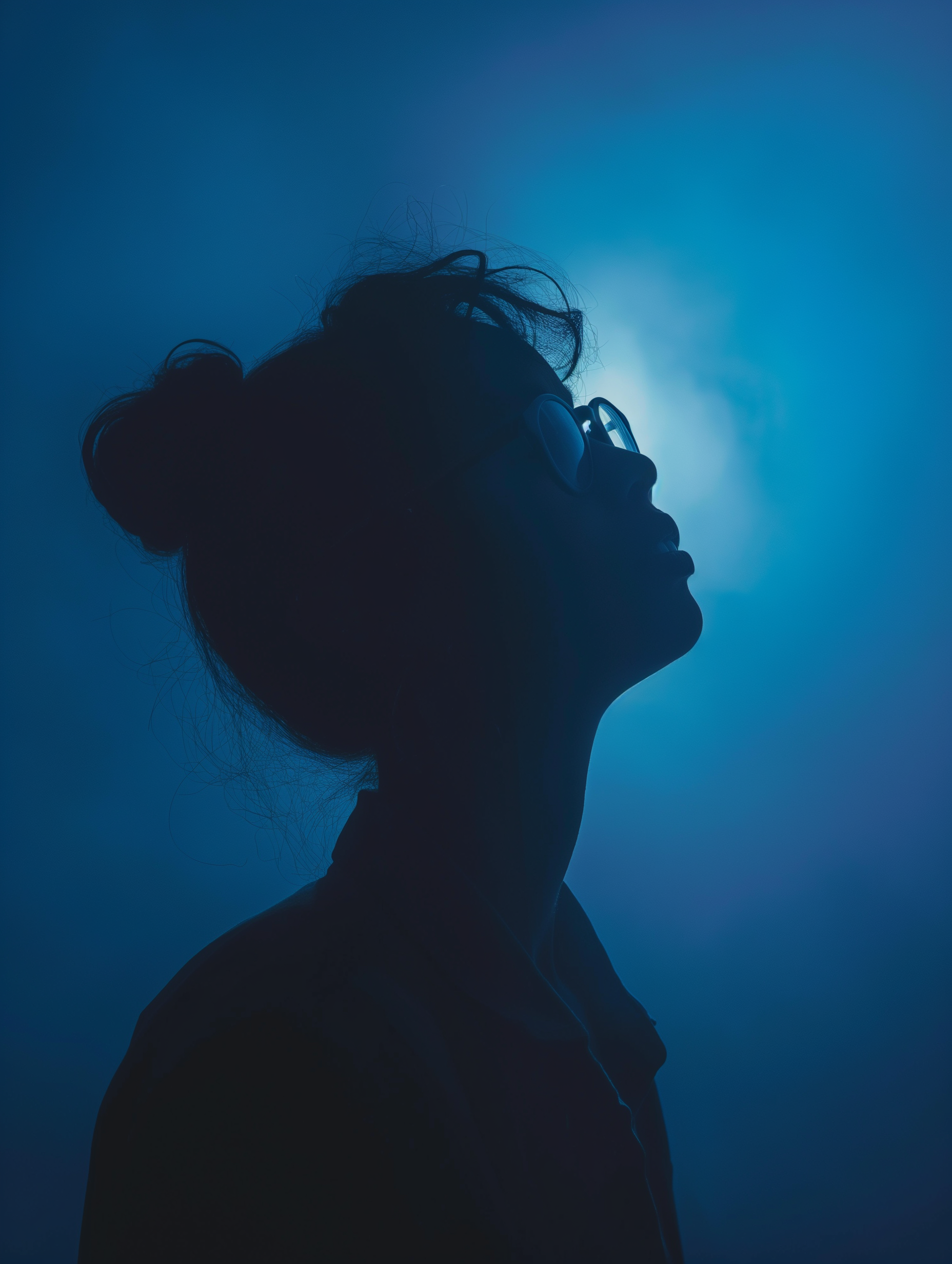 Silhouette in Blue Gradient Light Photo on Lummi