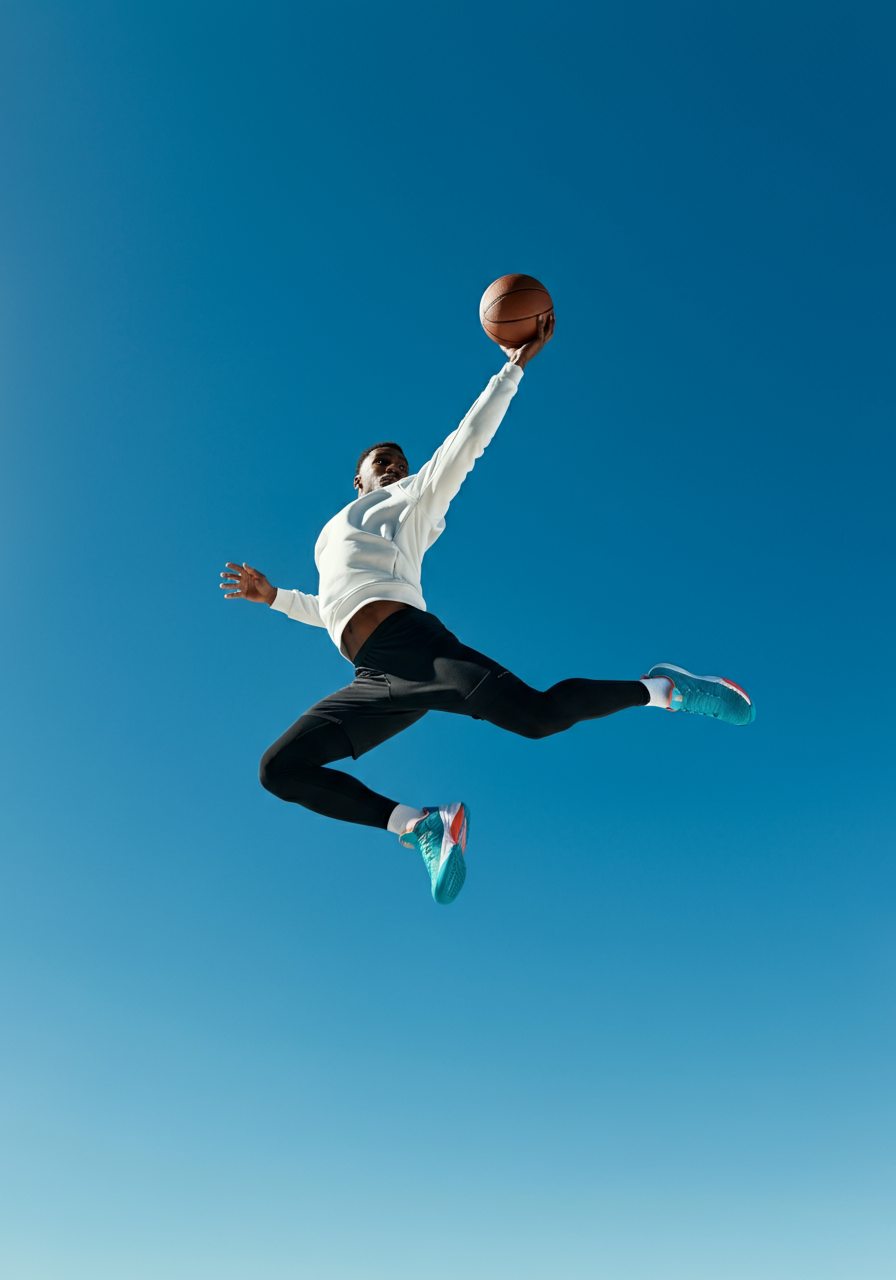 Dynamic Basketball Leap Photo on Lummi