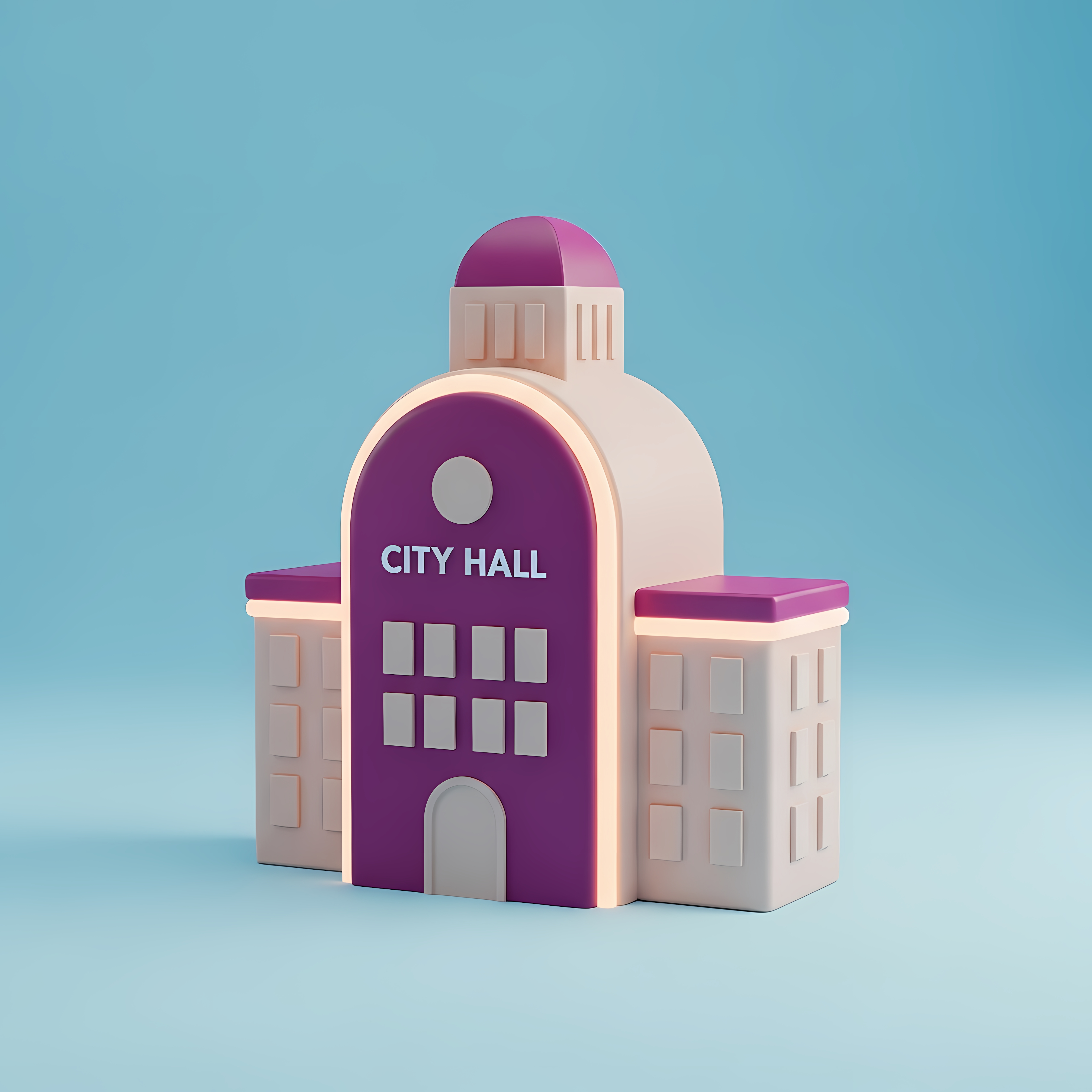 Stylized City Hall 3D Image on Lummi