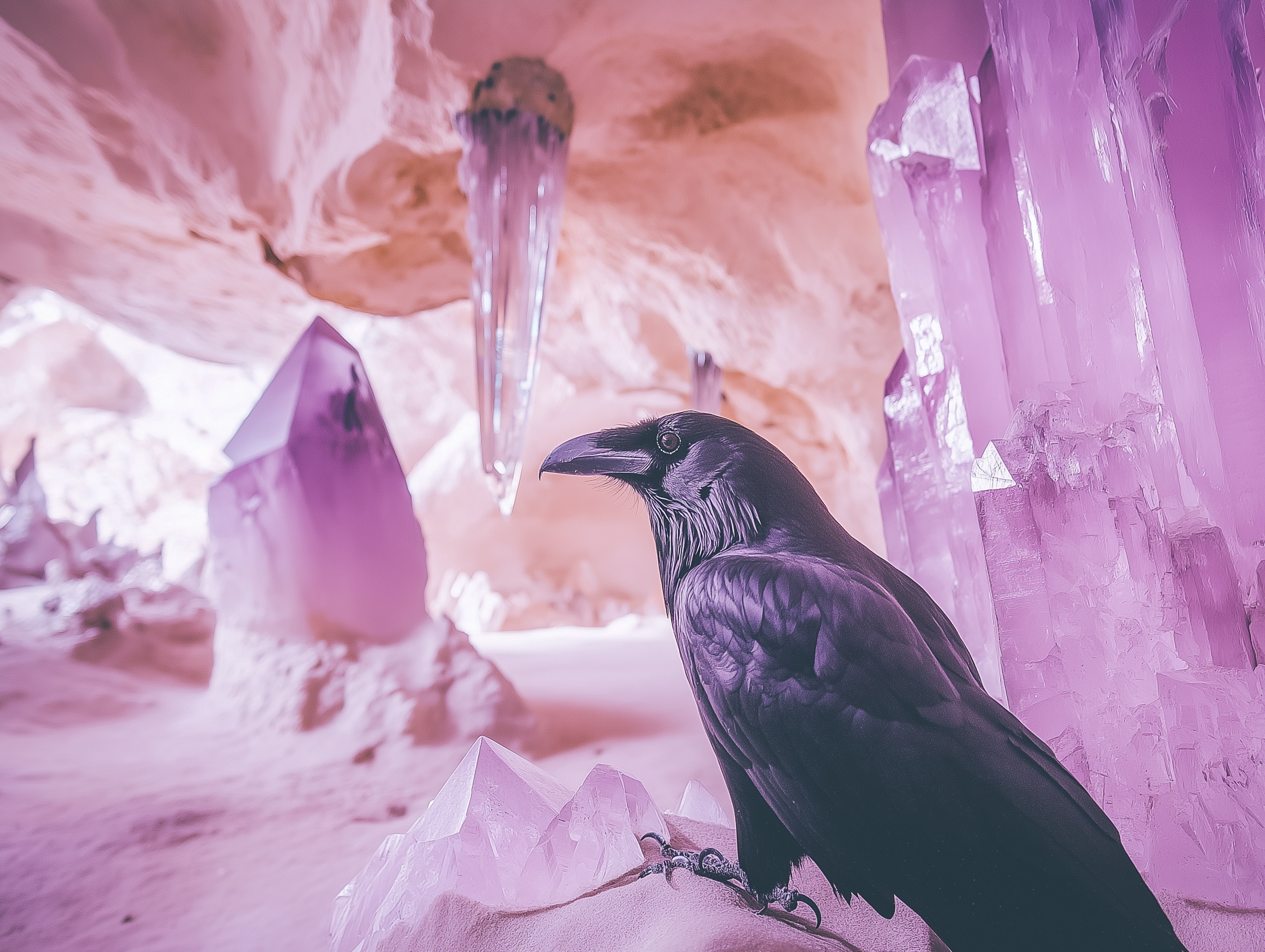 Raven Amongst Violet Crystals Photo on Lummi