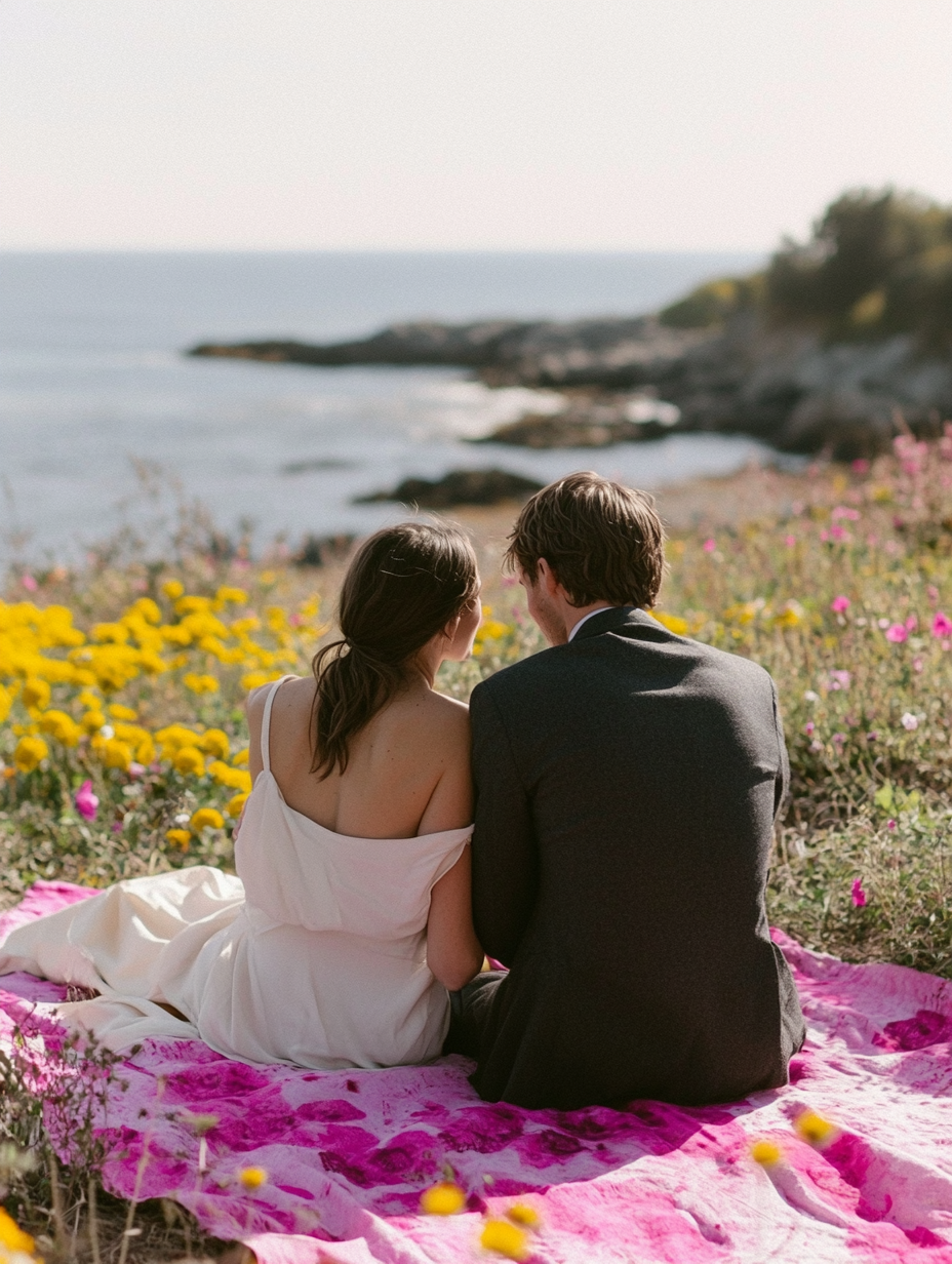 Couple Overlooking Coastal Landscape Photo on Lummi