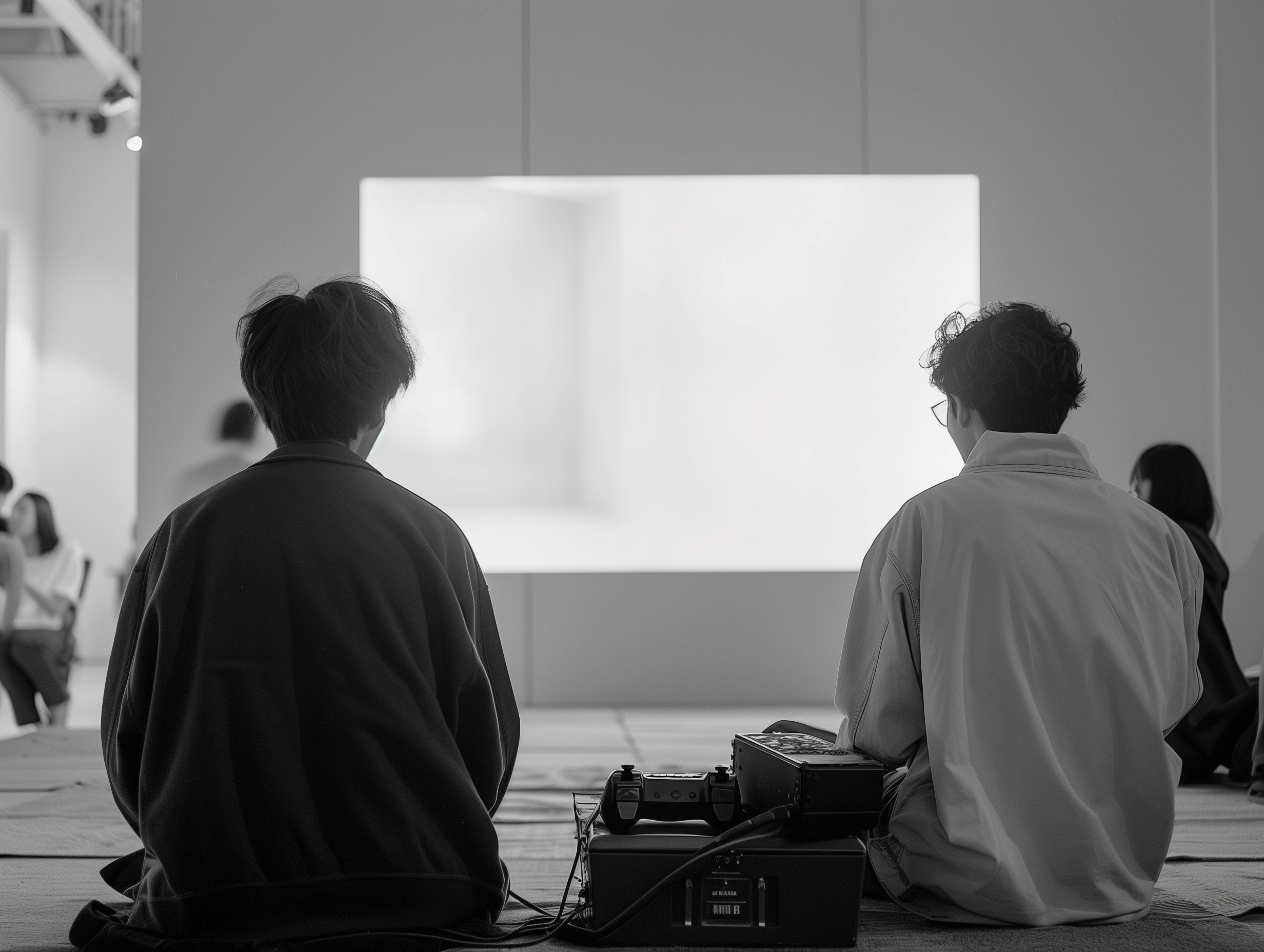 Contemplative Observers at Art Installation Photo on Lummi