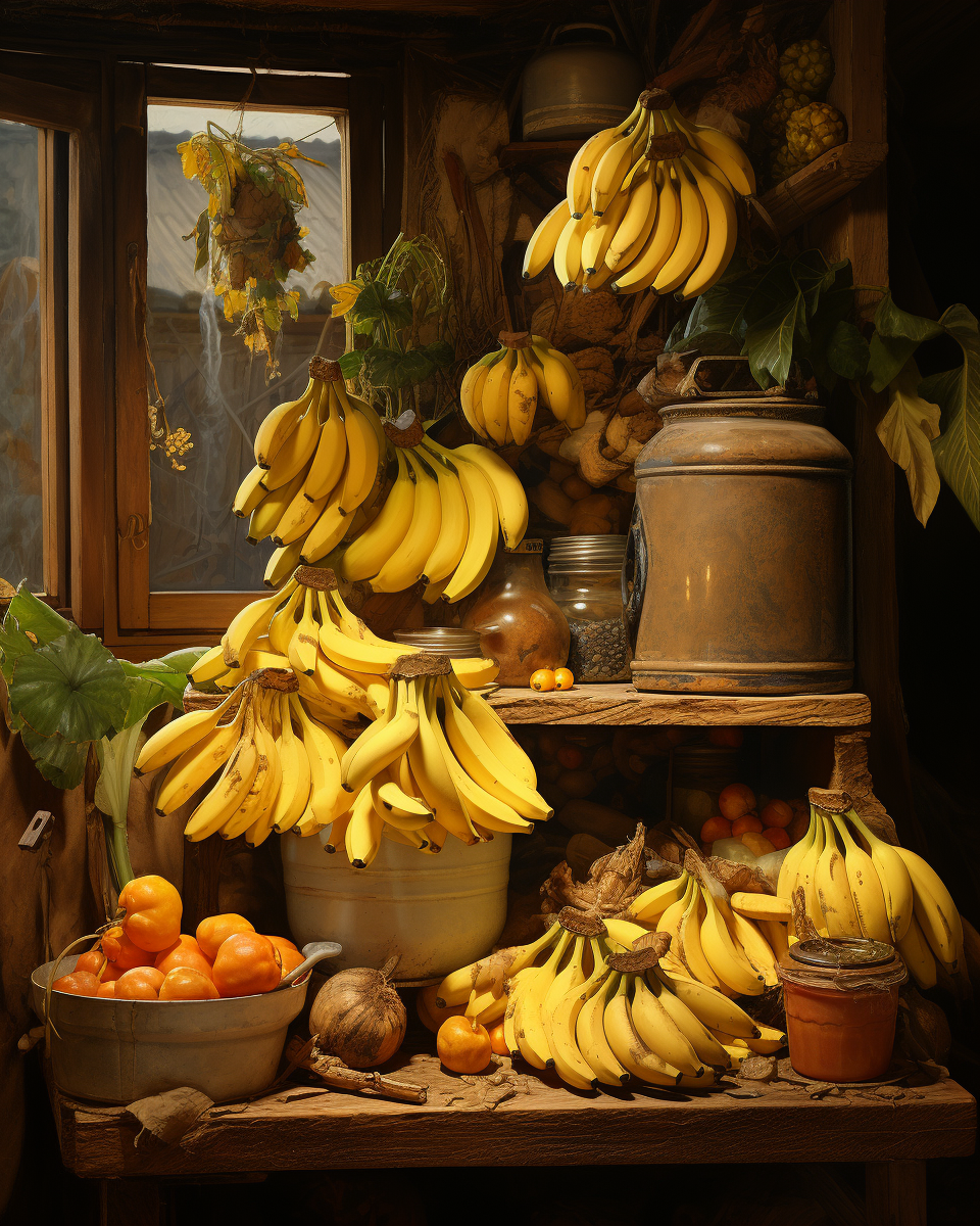 Rustic Abundance: Bananas and Produce Still Life Photo on Lummi