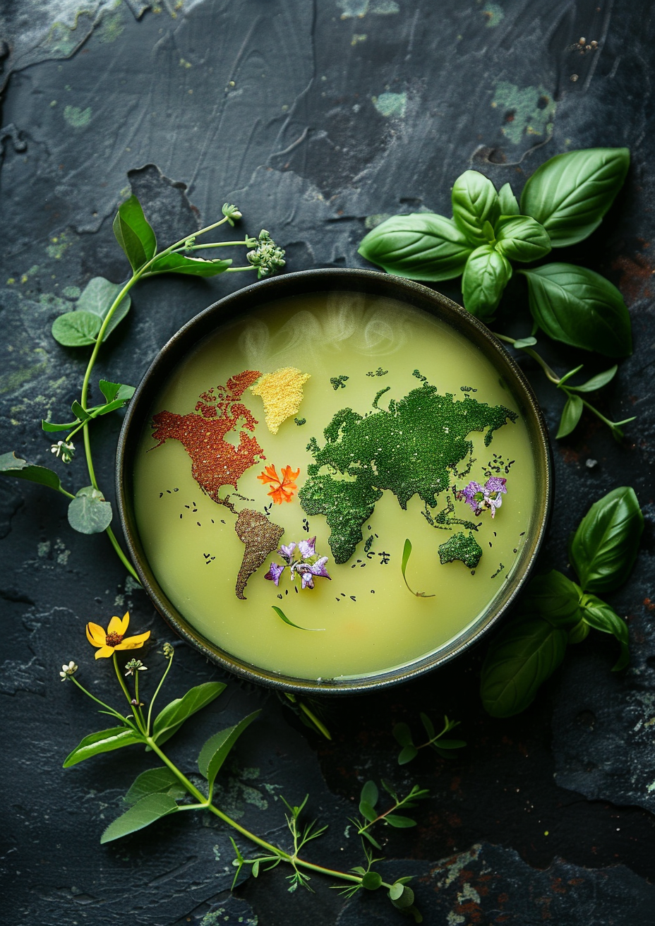 Artistic Culinary World Map Soup Photo on Lummi
