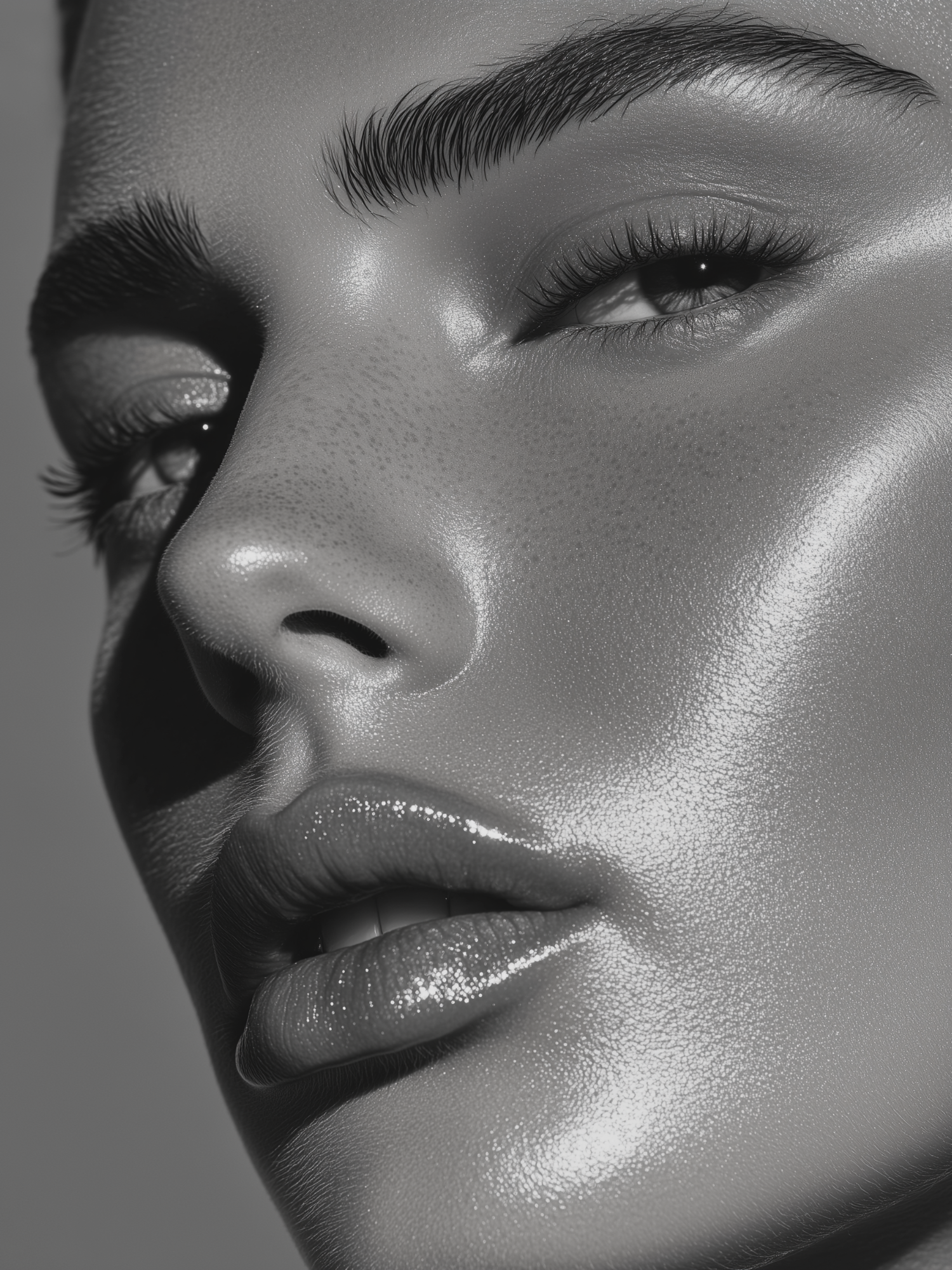 Close-up of Metallic Sheen Human Face Photo on Lummi