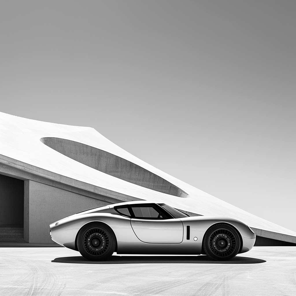 Classic Sports Car in Monochrome Photo on Lummi