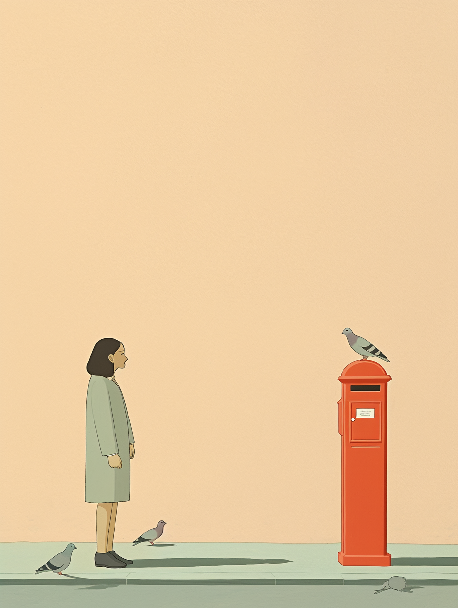 Woman and Postbox Scene Illustration on Lummi