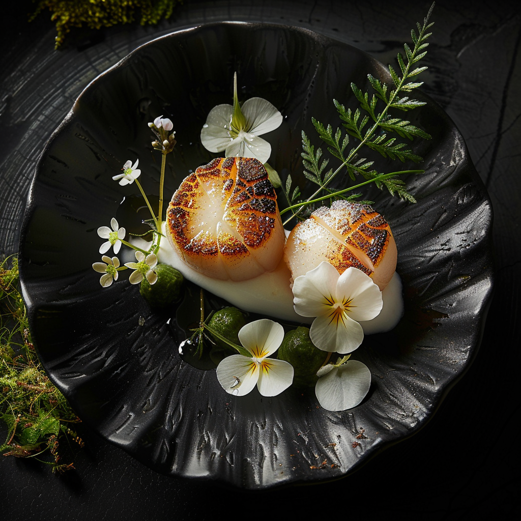 Elegant Seared Scallops Presentation Photo on Lummi