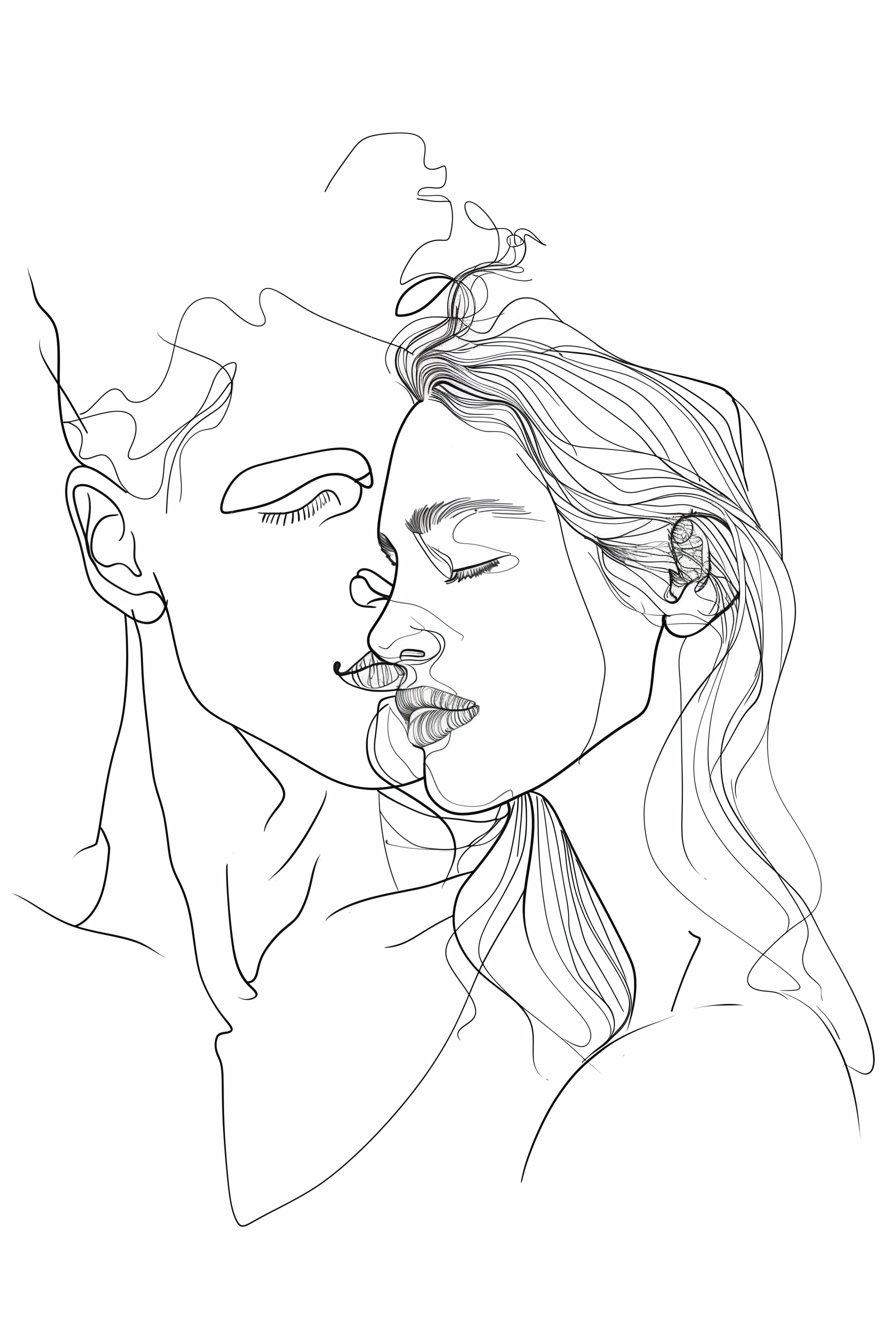 Lummi Illustration - Minimalist Line Drawing of Intimate Human Figures