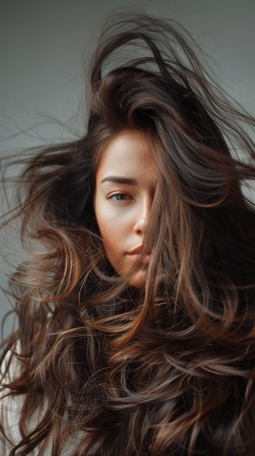 Portrait of a Young Woman with Dynamic Hair Photo on Lummi