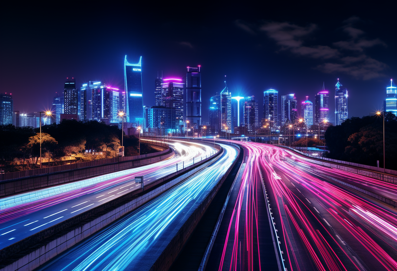 Urban Pulse: A Technicolor Nightscape Photo on Lummi