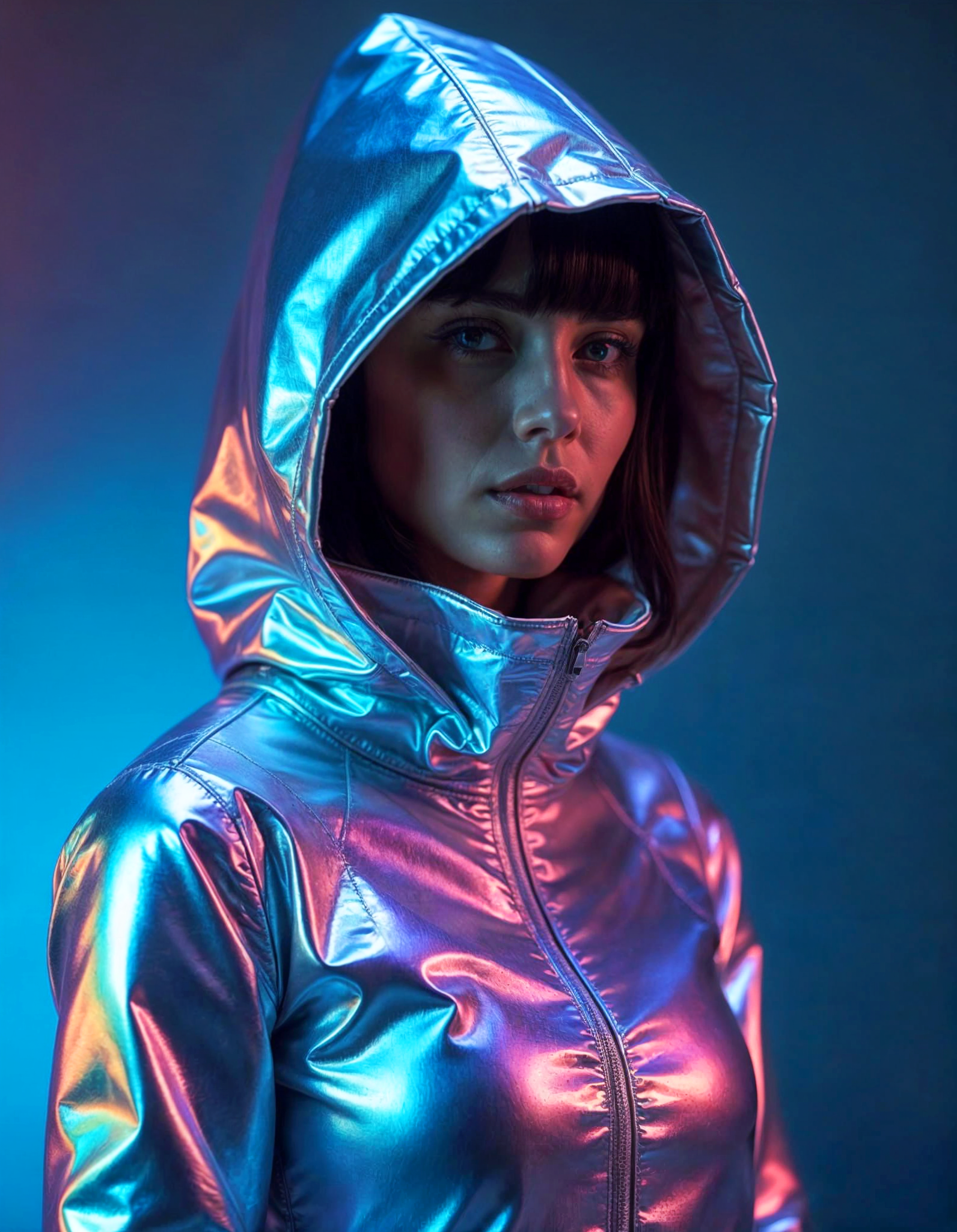Futuristic Metallic Jacket Portrait Photo on Lummi
