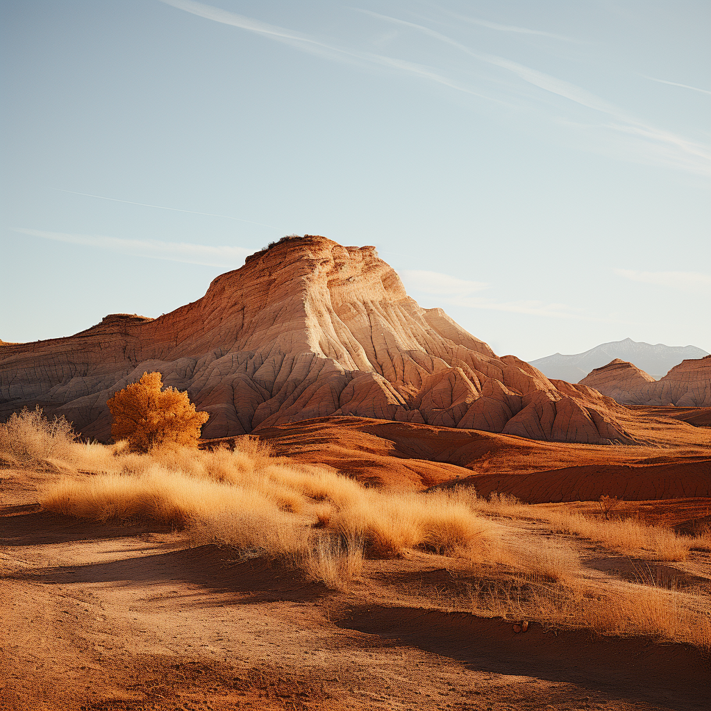 Golden Hour at the Serene Desert Butte Photo on Lummi