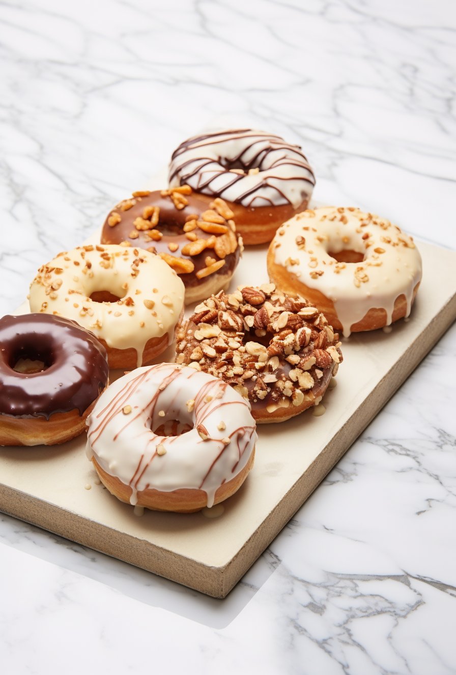 Gourmet Doughnut Assortment on Marble Photo on Lummi