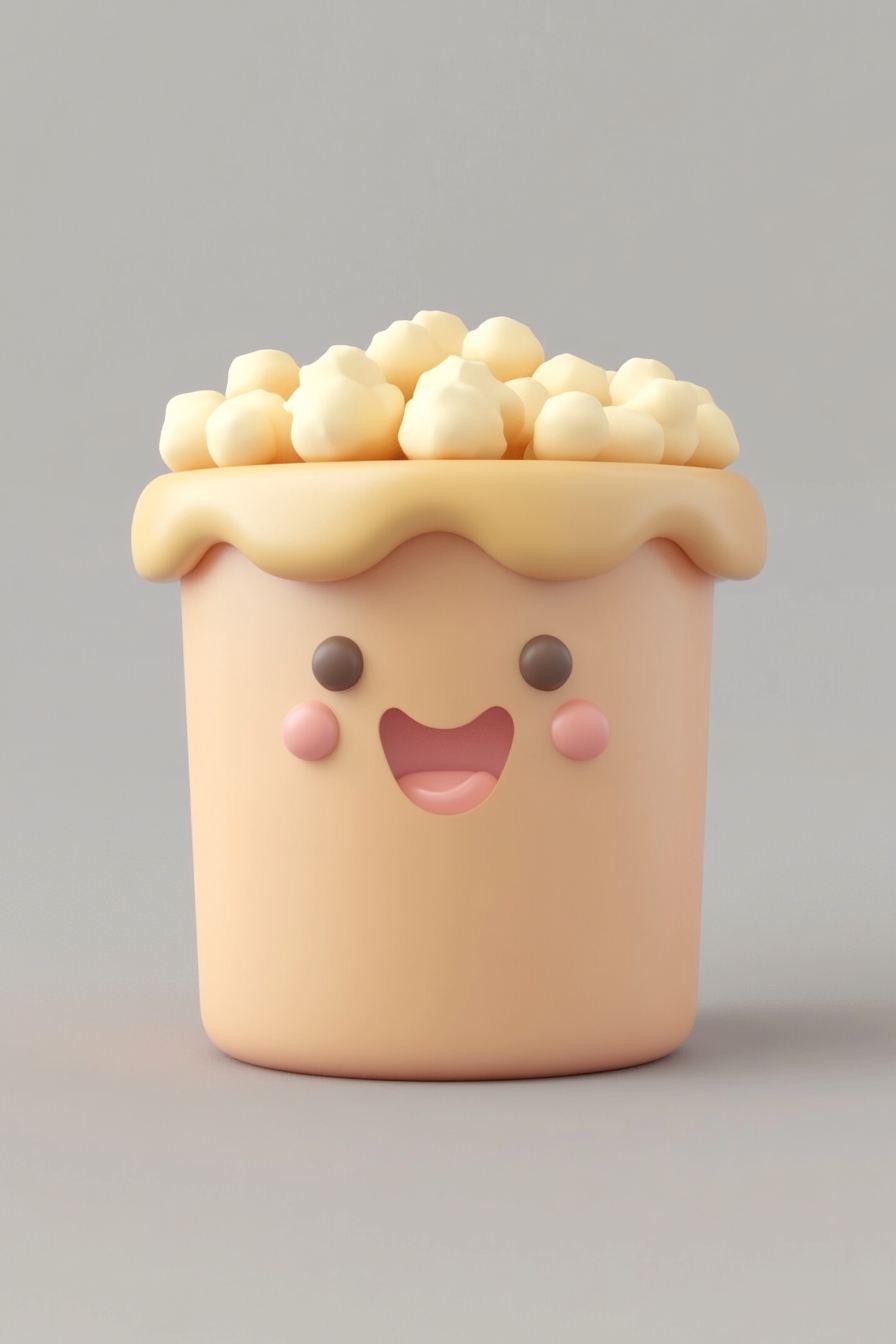Cartoonish Popcorn Bucket 3D Image on Lummi
