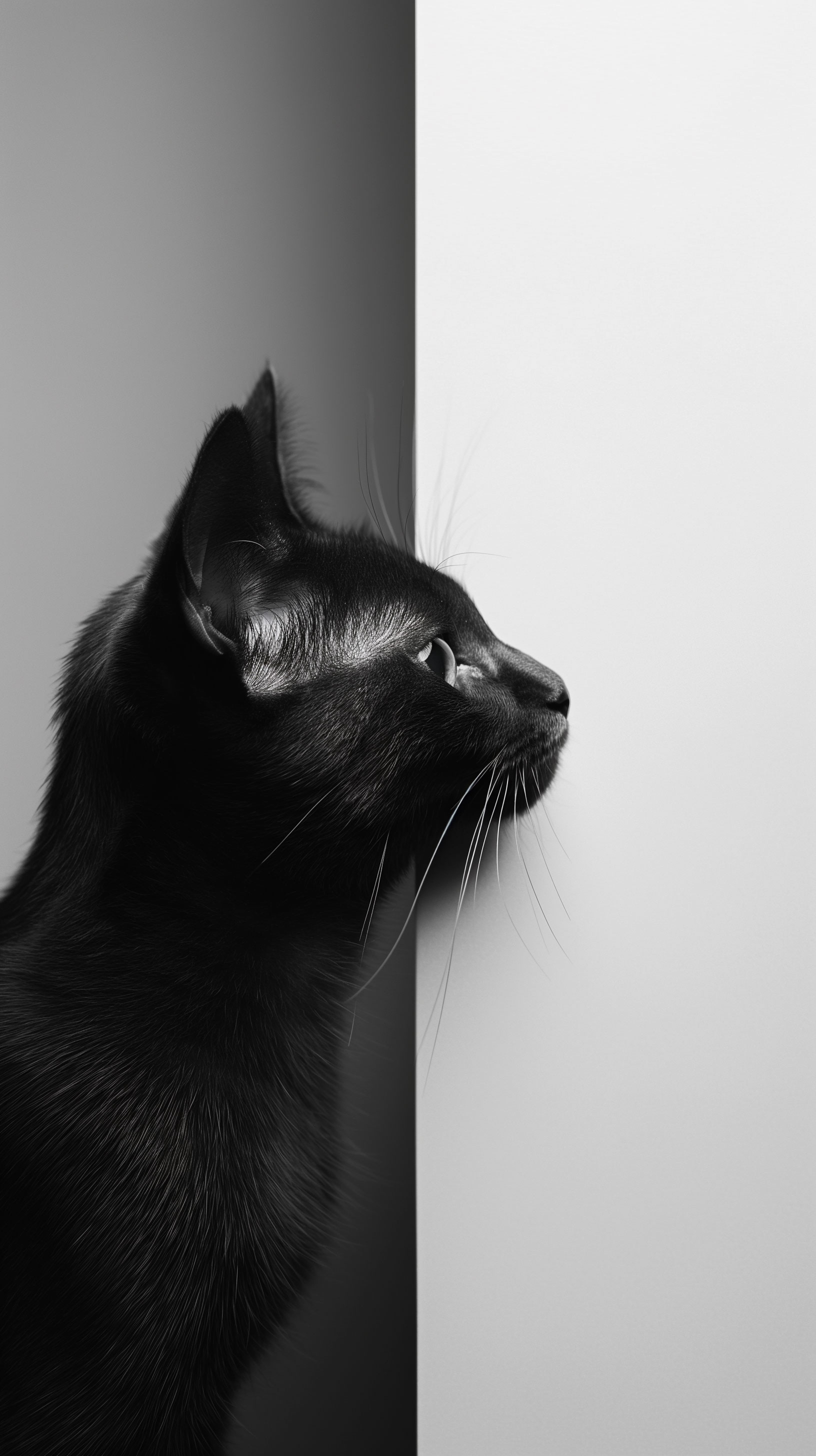 High-Contrast Black and White Cat Portrait Photo on Lummi