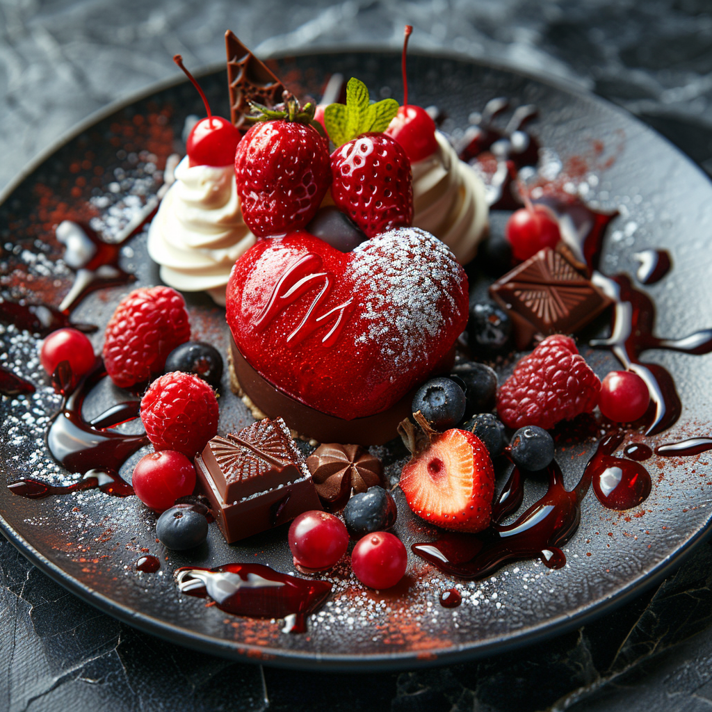 Romantic Dessert Arrangement with Berries Photo on Lummi