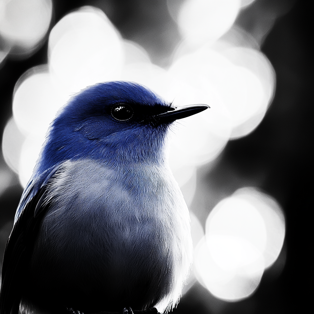 Vibrant Blue Bird with Bokeh Background Photo on Lummi