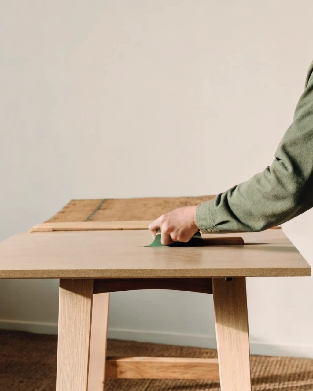 Sanding Wooden Table Photo on Lummi