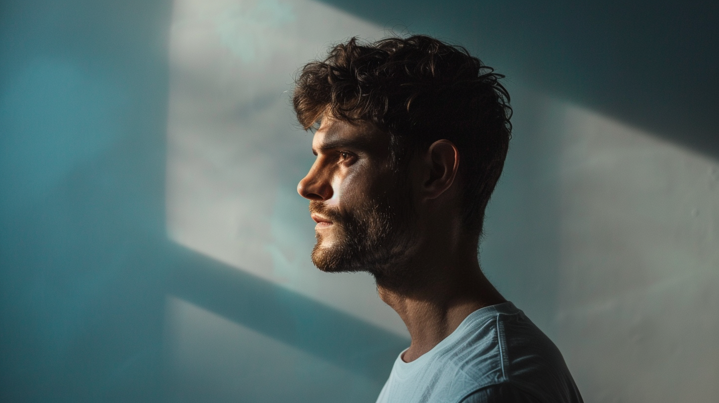 Contemplative Young Man with Natural Lighting Photo on Lummi