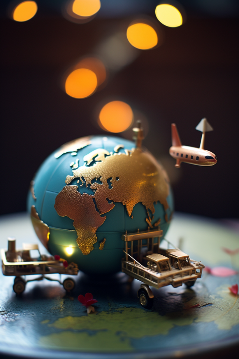 Global Travel Vignette with Teal & Gold Globe Photo on Lummi