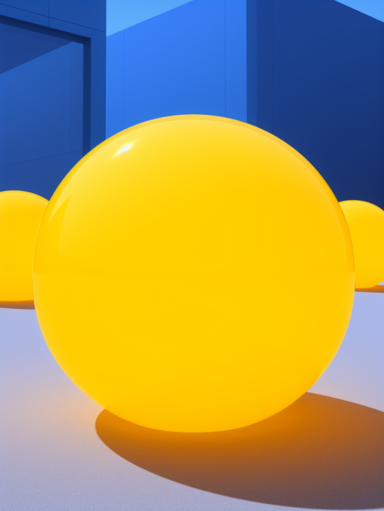 Abstract Composition with Yellow Spheres and Blue Tones Photo on Lummi