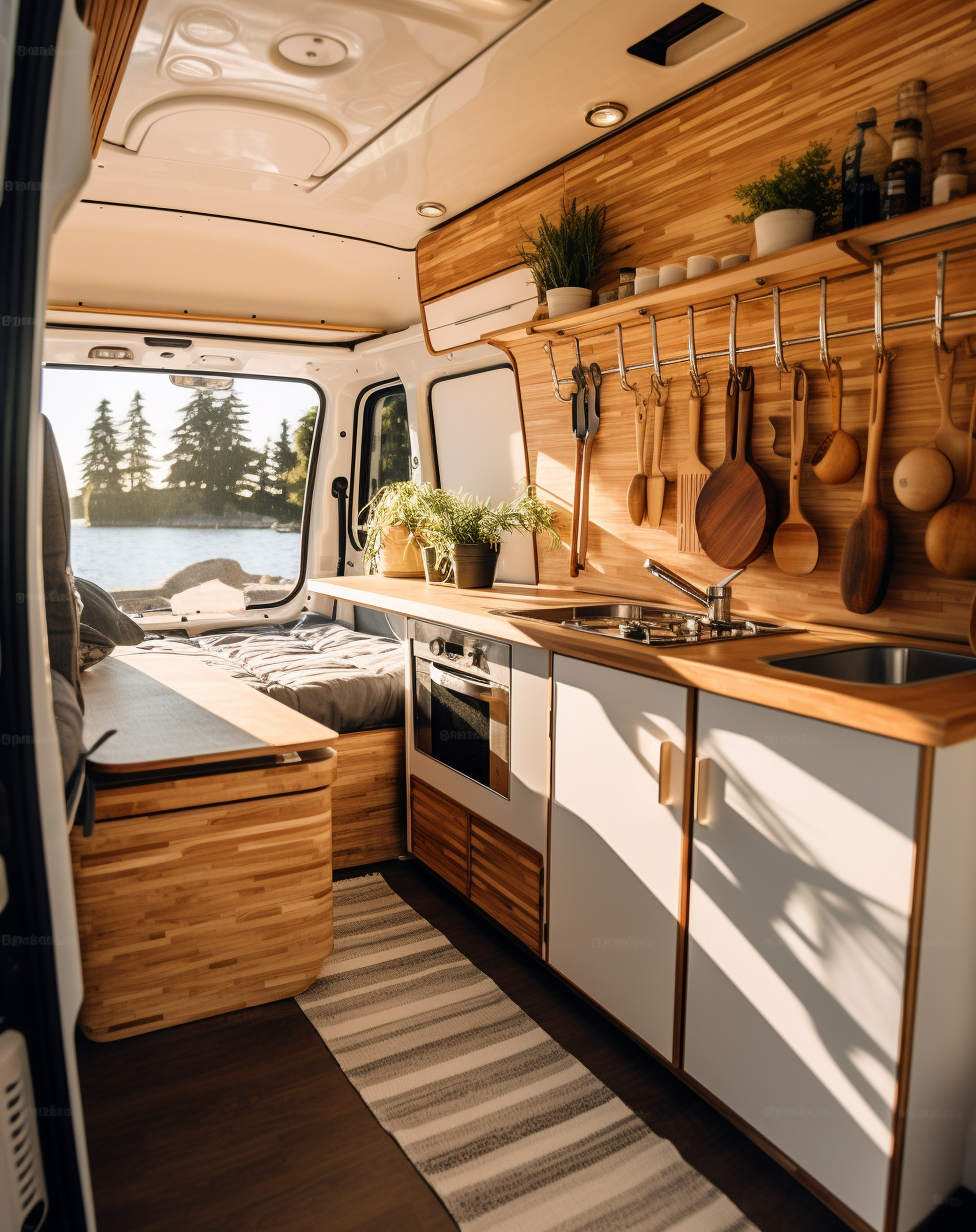 Cozy Explorer: Modern Camper Van Interior with Homely Touches Photo on ...