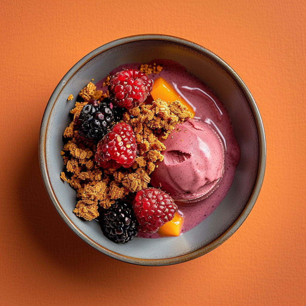 Gourmet Berry and Mango Ice Cream Bowl Photo on Lummi