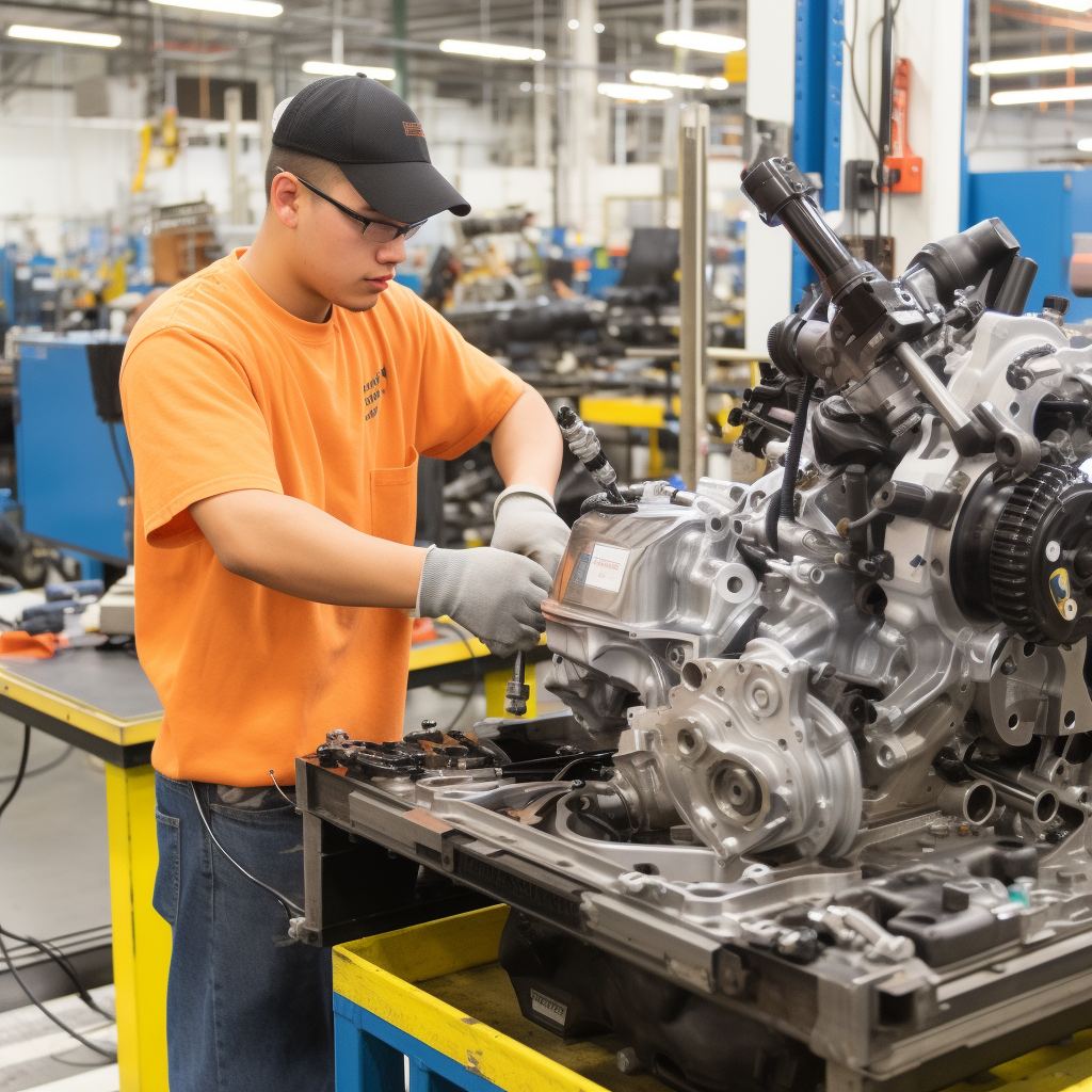 Mechanical Engineer Assembling Engine Photo on Lummi