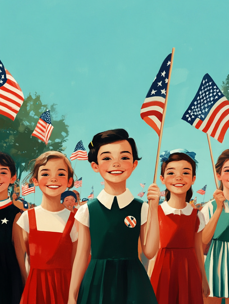 Children with Flags Illustration on Lummi