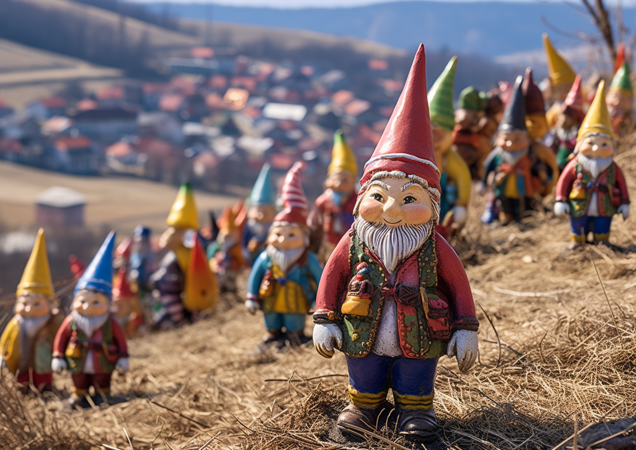 Cheerful Gnome Leader with Lantern in Enchanted March Photo on Lummi