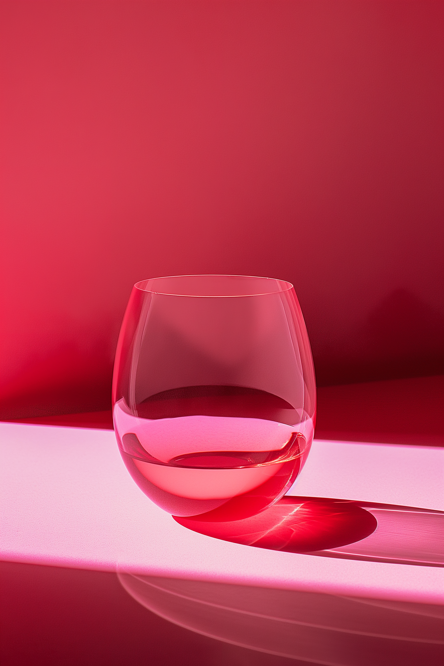 Stemless Wine Glass in Monochromatic Red Photo on Lummi