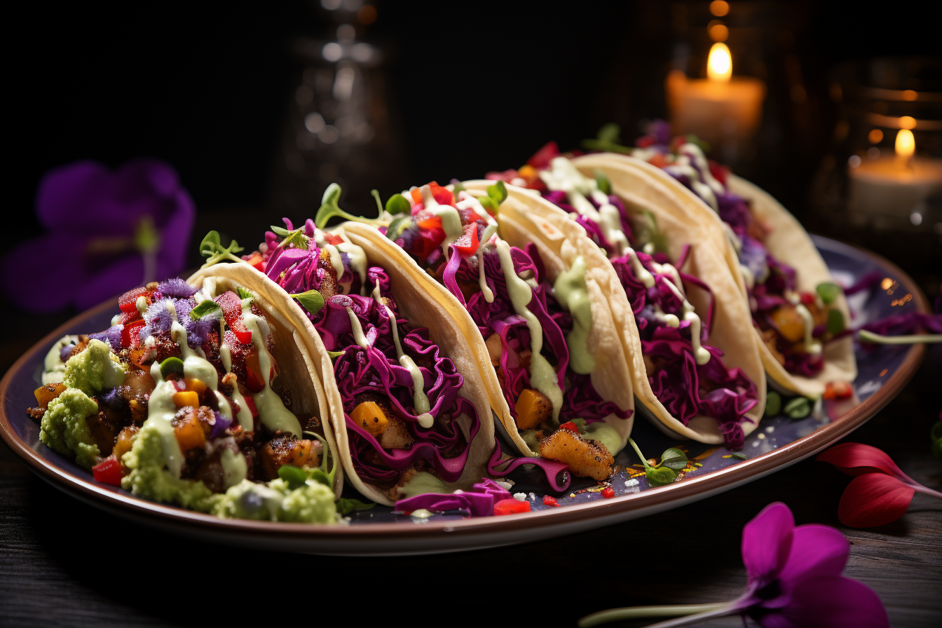 Gourmet Vibrant Tacos with Colorful Vegetable Medley Photo on Lummi
