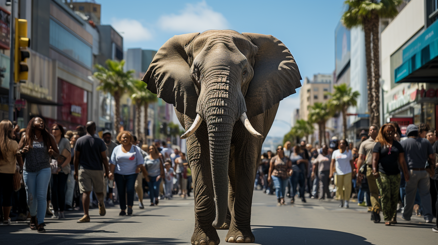 Urban Behemoth: An Elephant's Serenade Amidst the City Photo on Lummi
