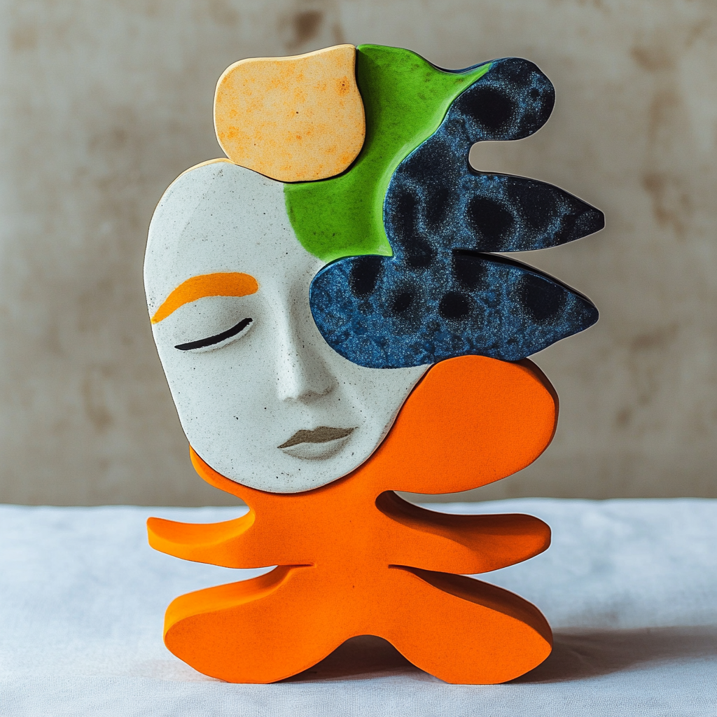 Colorful Abstract Sculpture with Serene Face Photo on Lummi