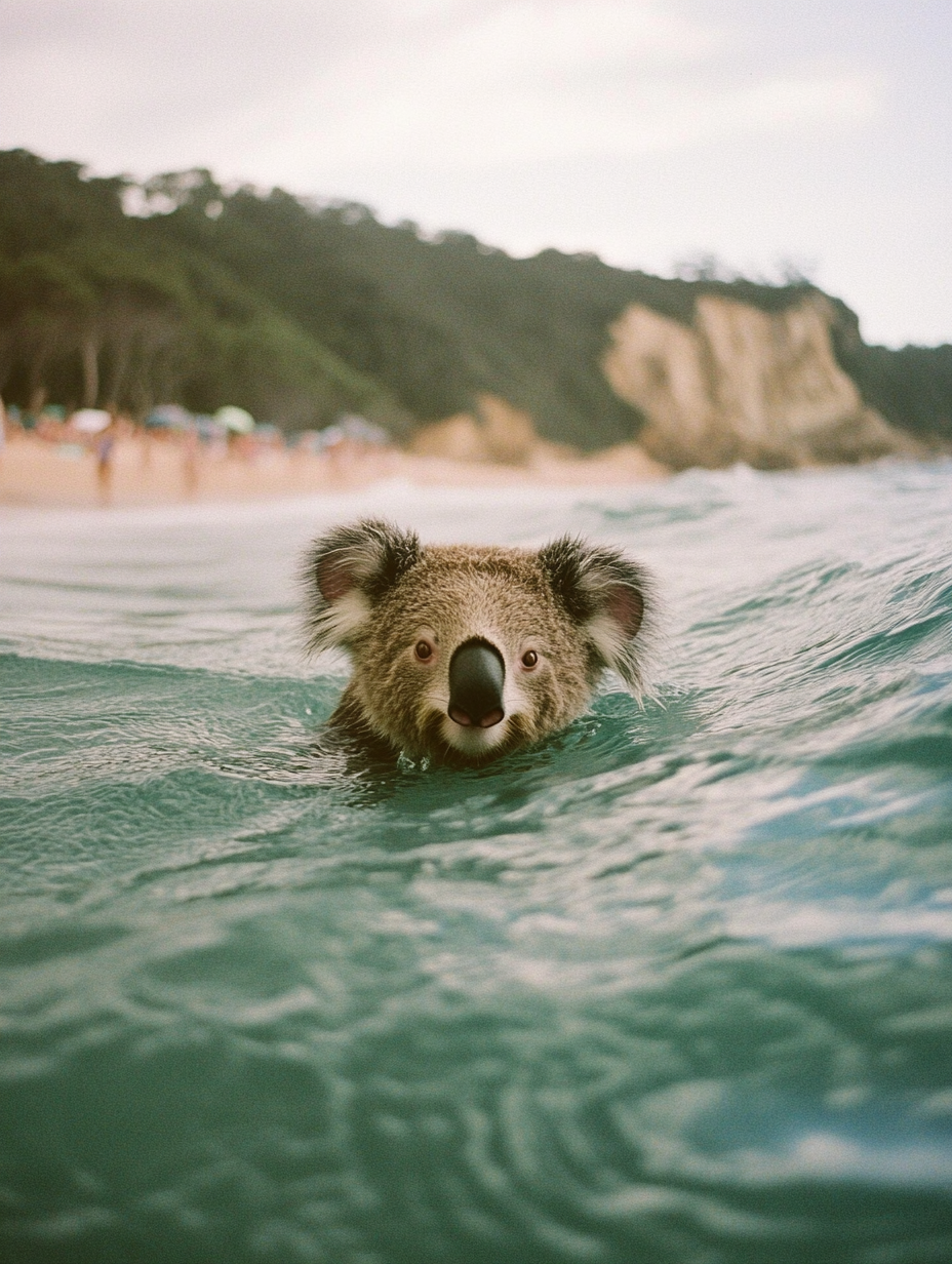 Lummi Photo - Koala Swimming in the Ocean