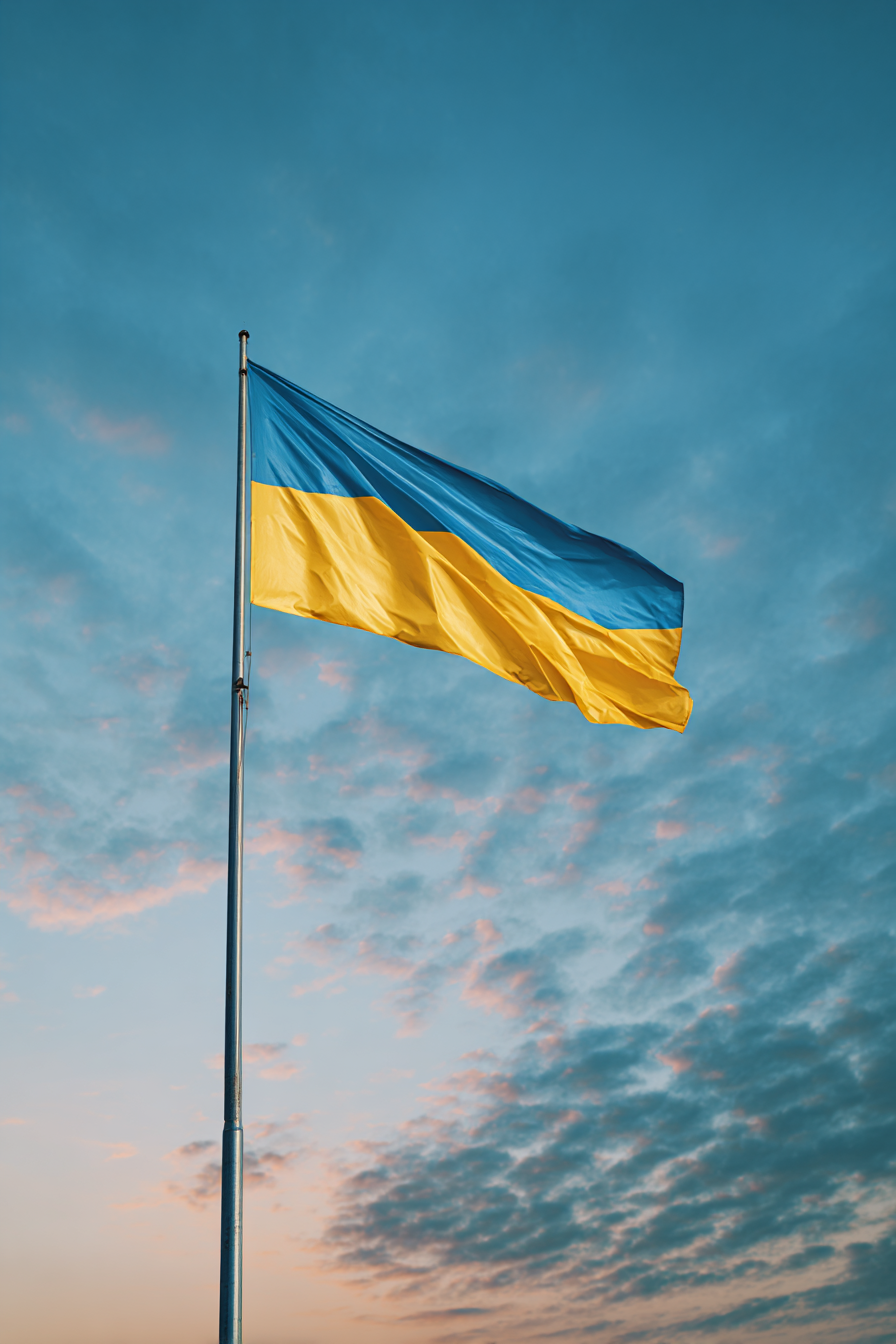 Ukrainian Flag at Sunset Photo on Lummi