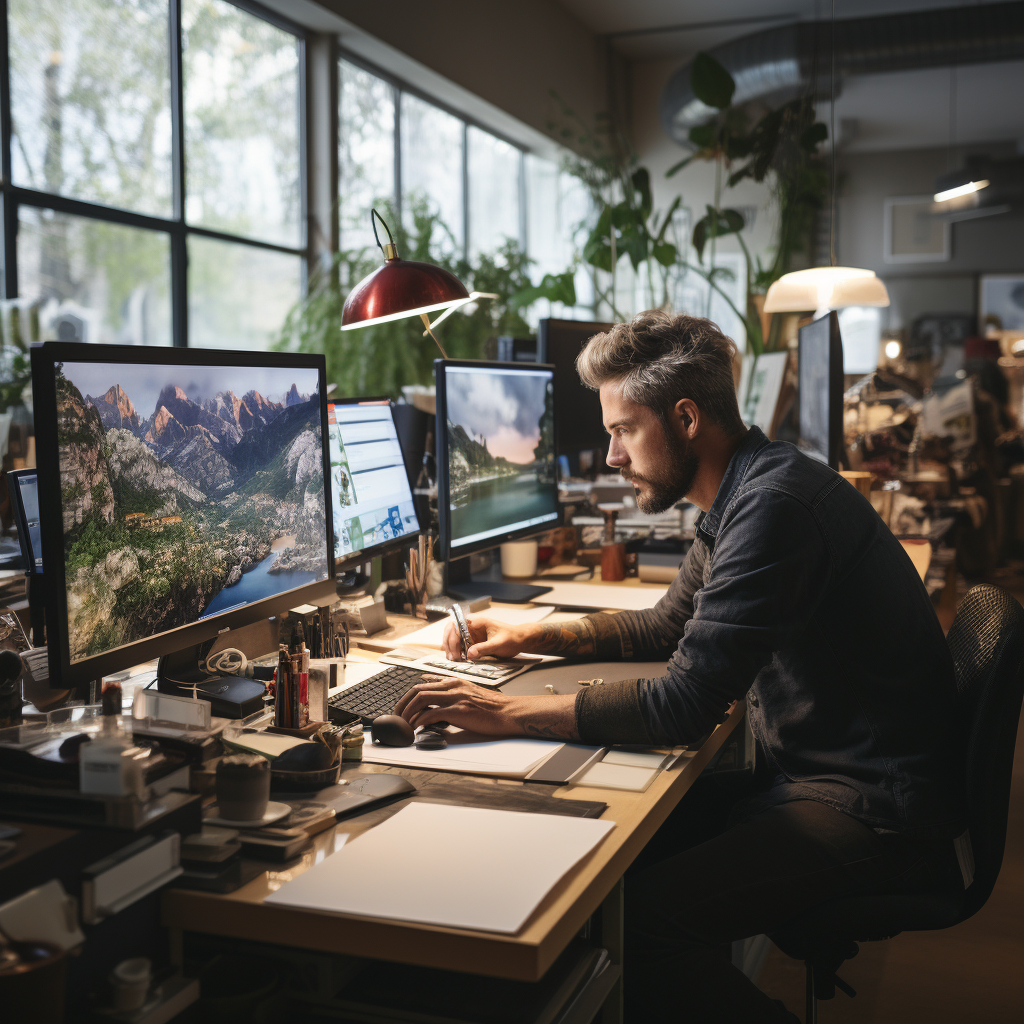 Focused Creative Professional at a Modern Workspace Photo on Lummi