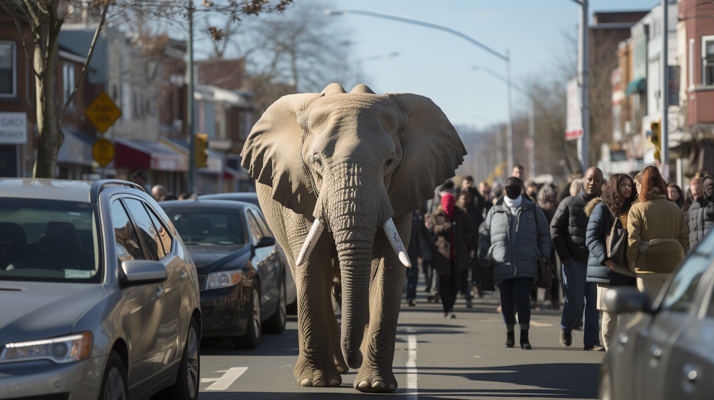 Elephant Promenade in Urban Jungle Photo on Lummi