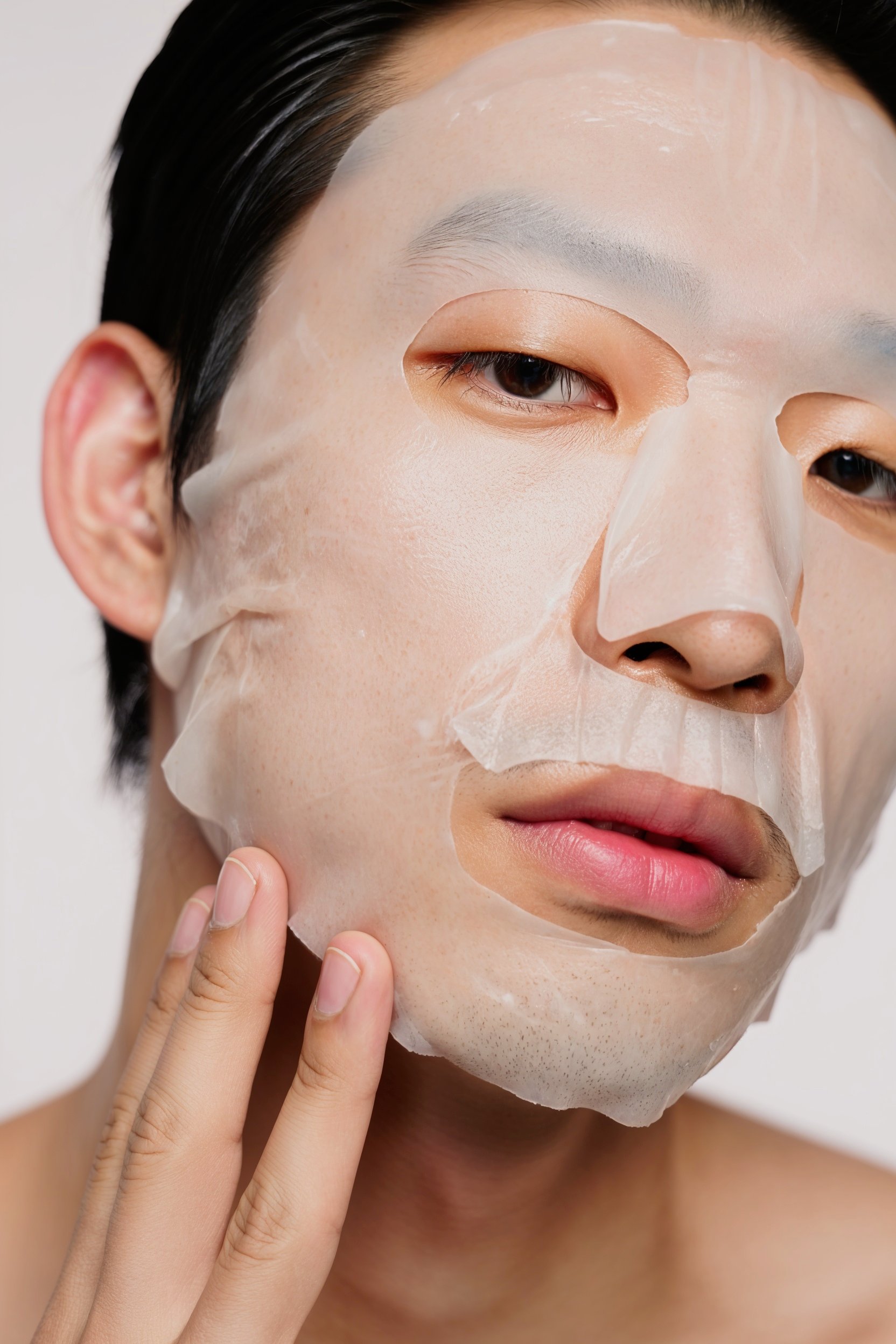 Man Applying Sheet Mask Photo on Lummi