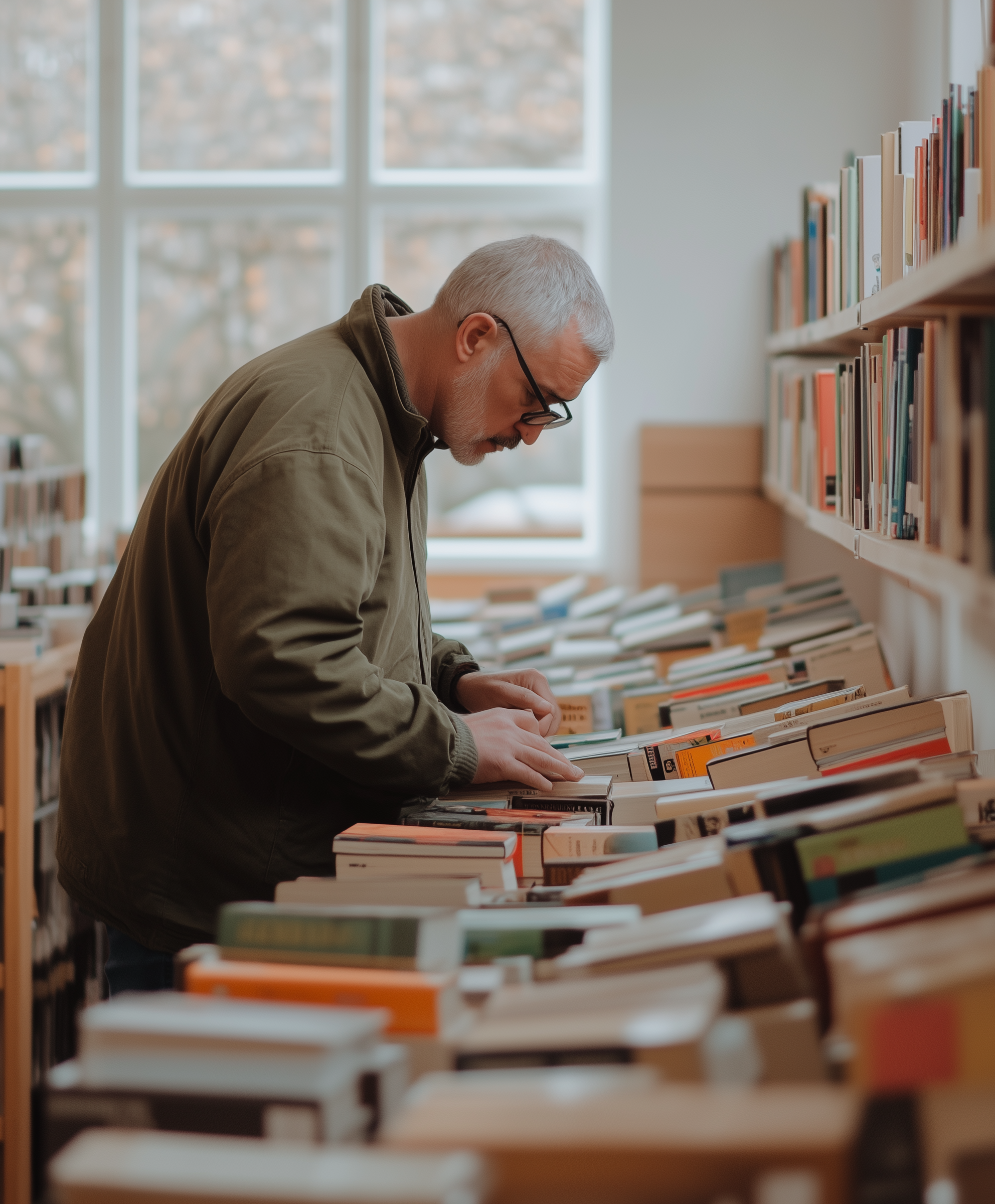Man Browsing Books in Library Photo on Lummi