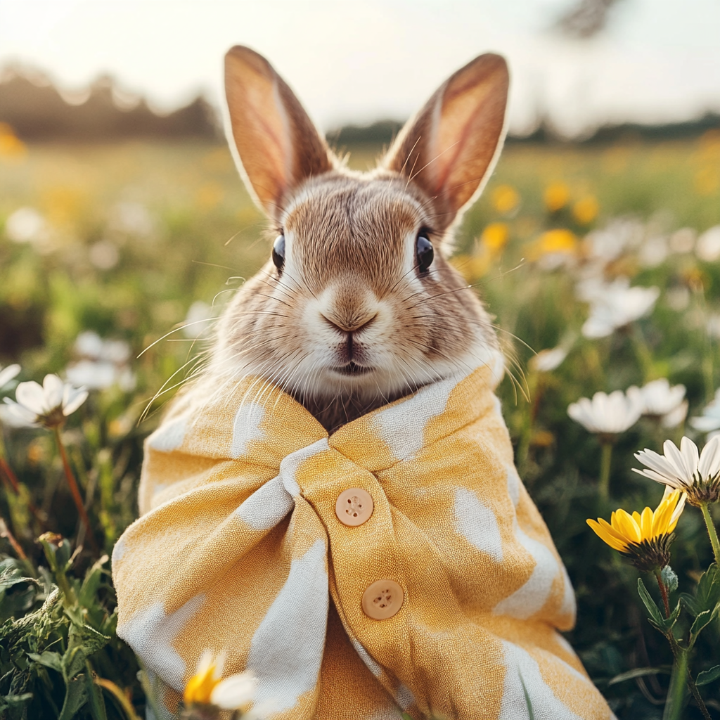 Rabbit in Flower Meadow Photo on Lummi