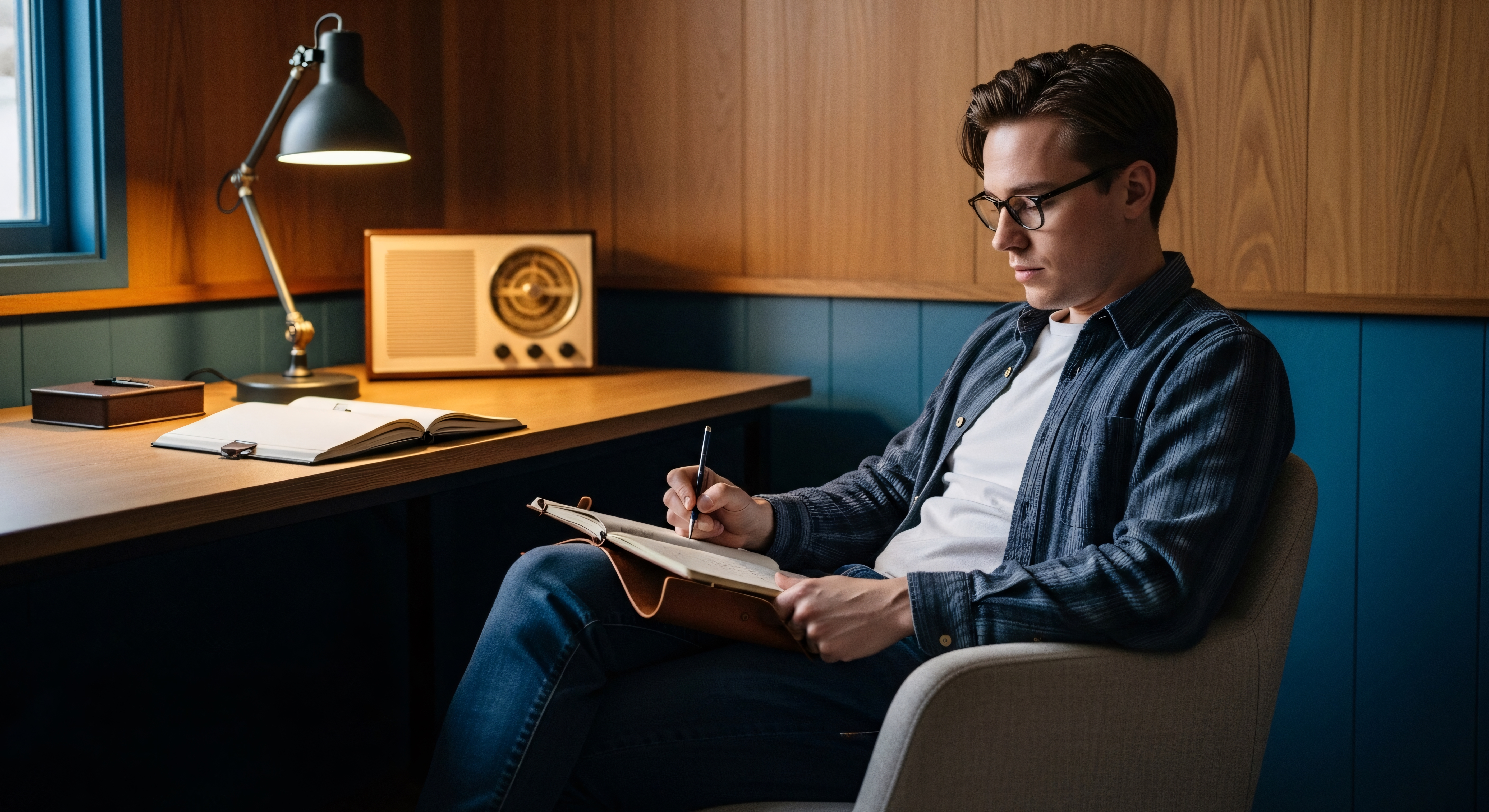 Man Writing in Study Photo on Lummi