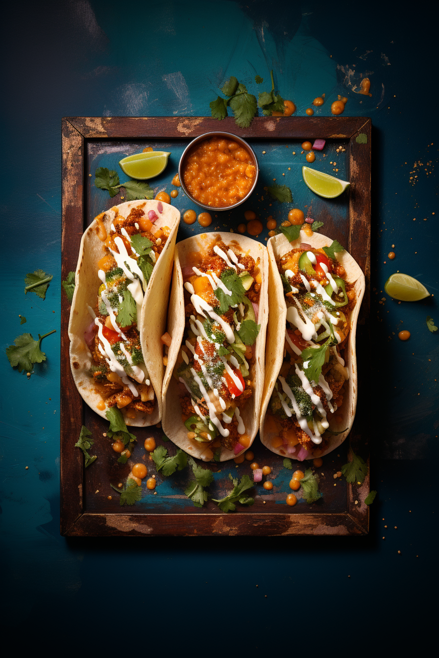 Rustic Trio Taco Platter with Creamy Herb Drizzle Photo on Lummi