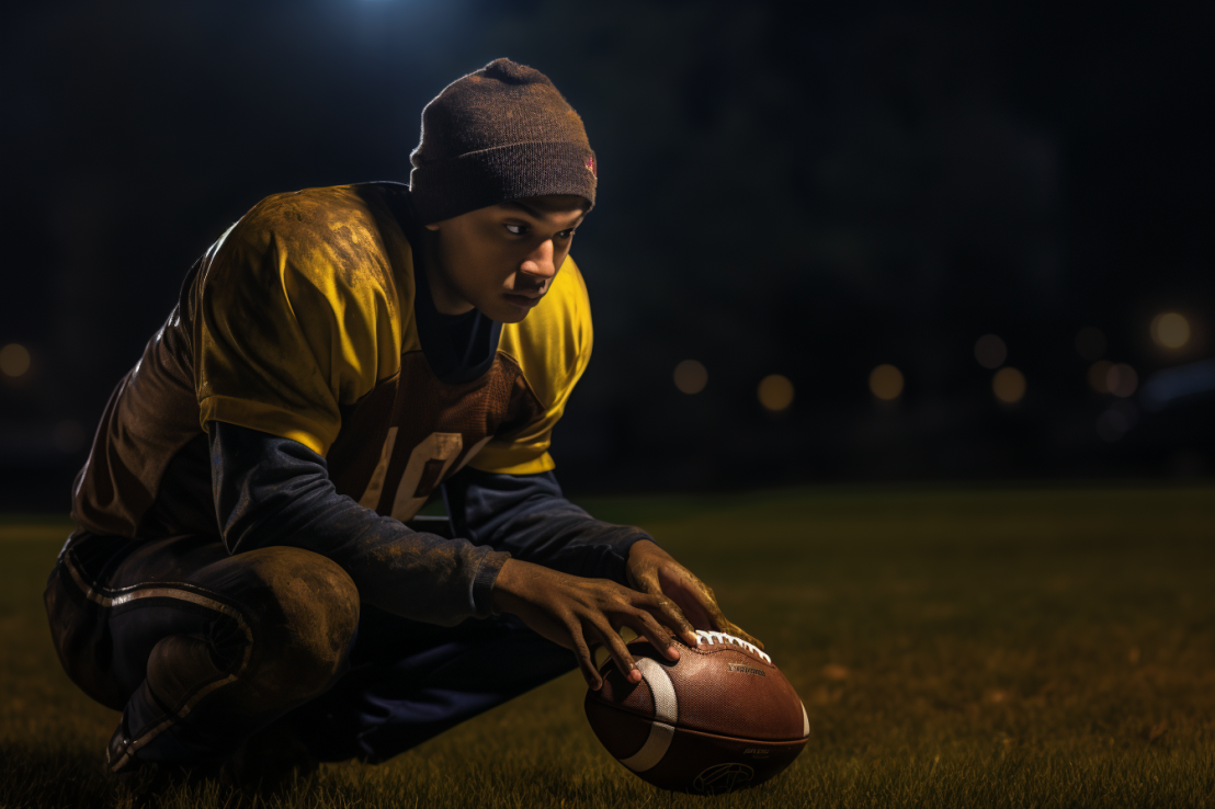 Determination Under the Spotlight: Late Night Football Practice Photo ...