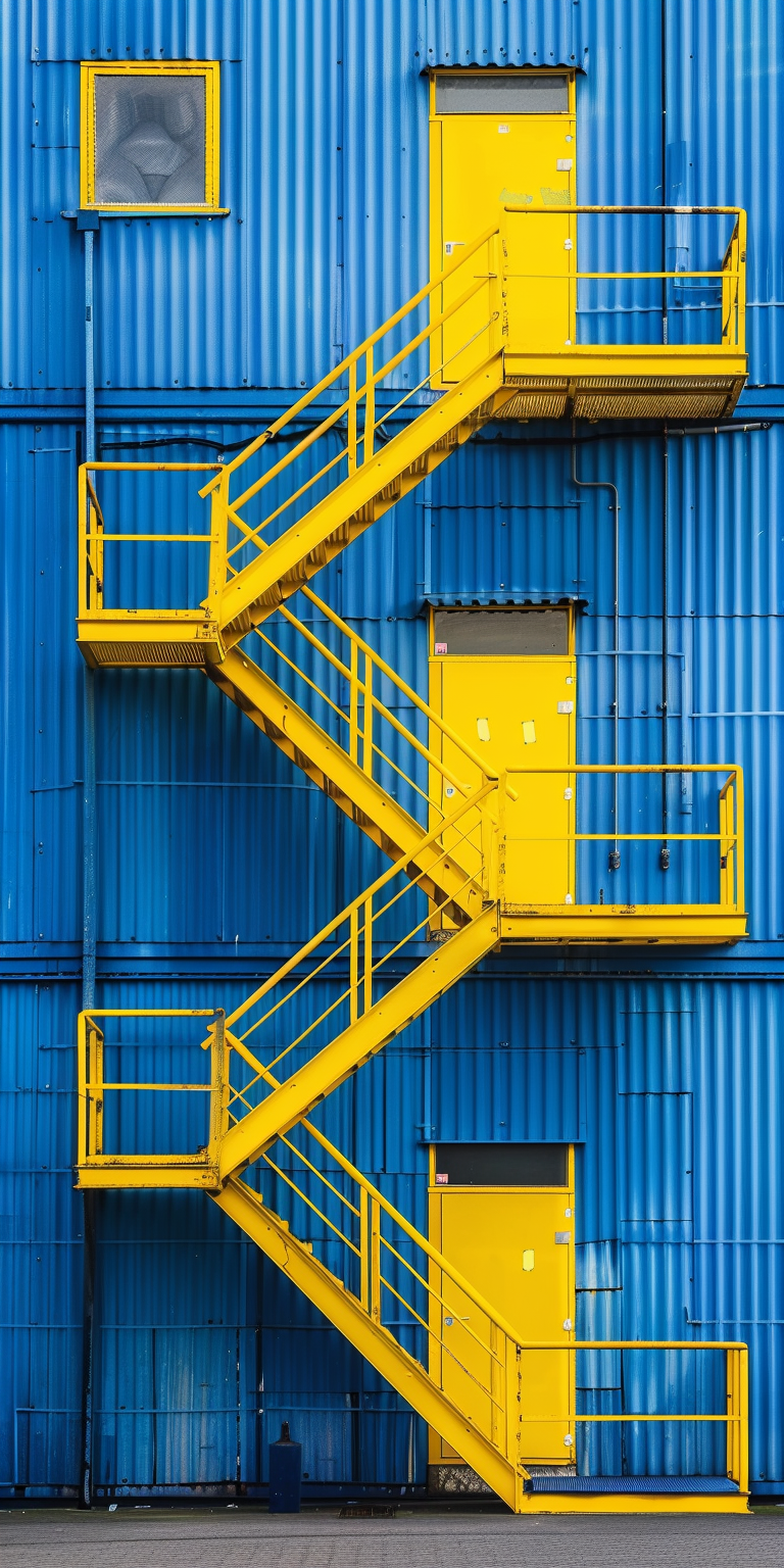 Vibrant Architectural Contrast with Yellow Staircase Photo on Lummi