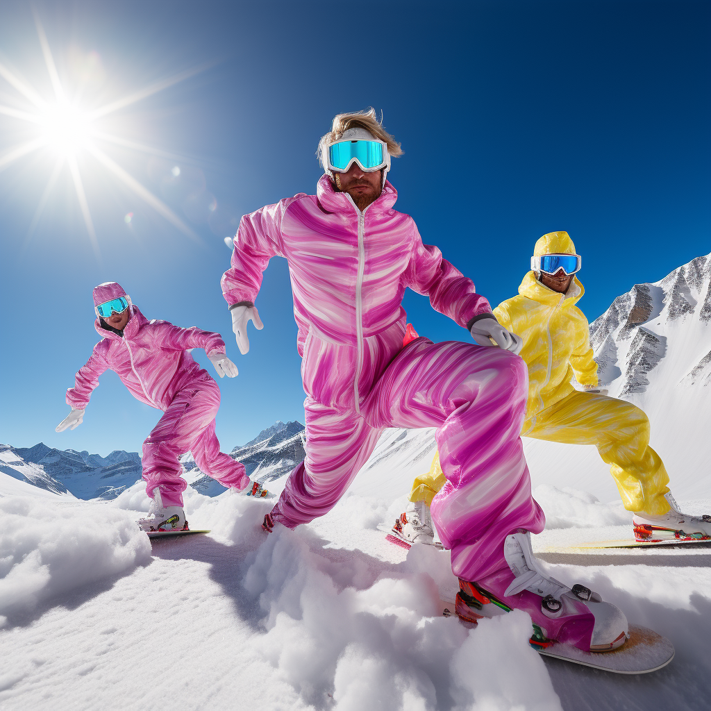 Dynamic Snowboarding Trio on Picturesque Mountain Photo on Lummi