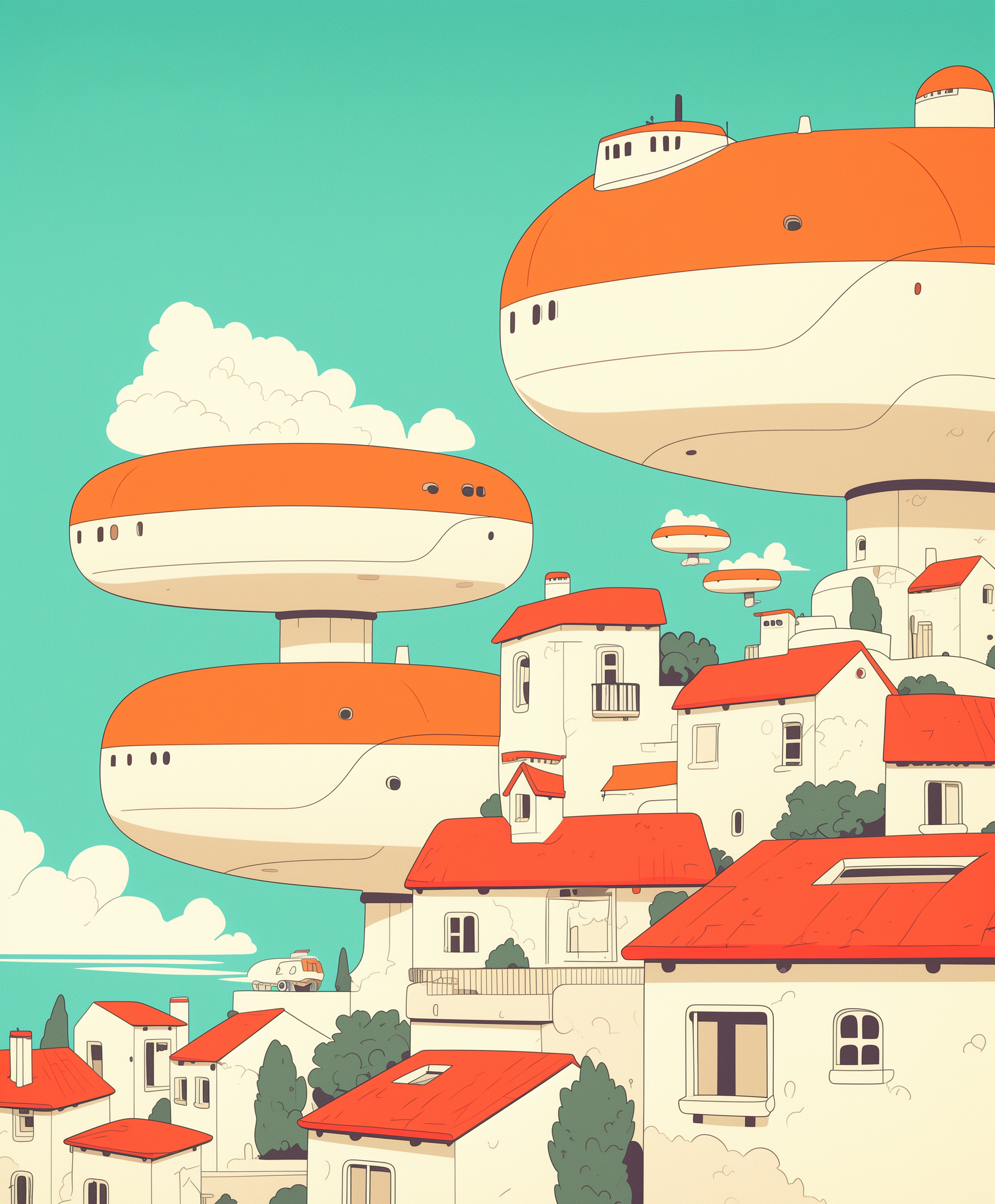 Futuristic Village Scene Illustration on Lummi
