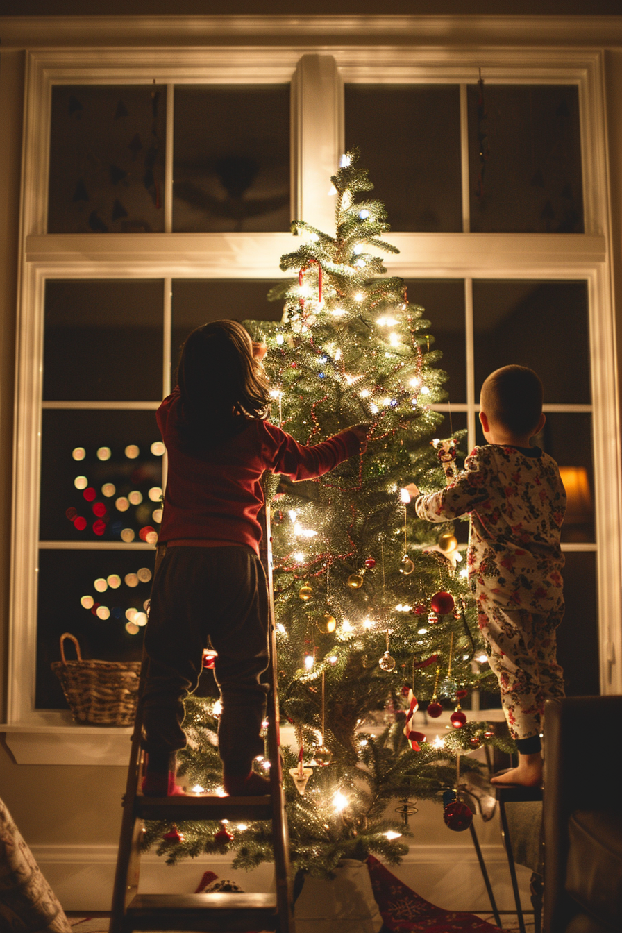 Children Decorating Christmas Tree Photo on Lummi